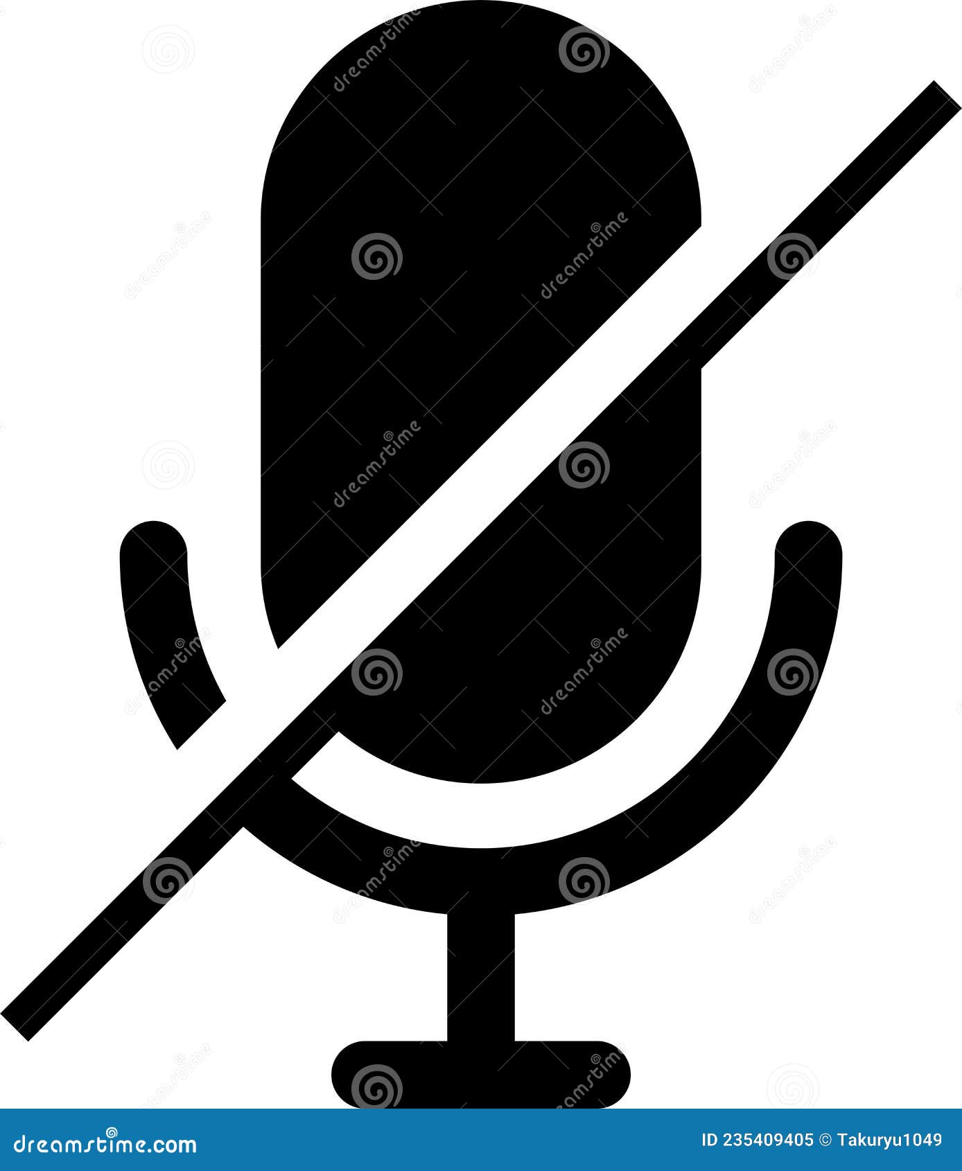 Simple Microphone Mute Icon. Vector. Stock Vector - Illustration of ...