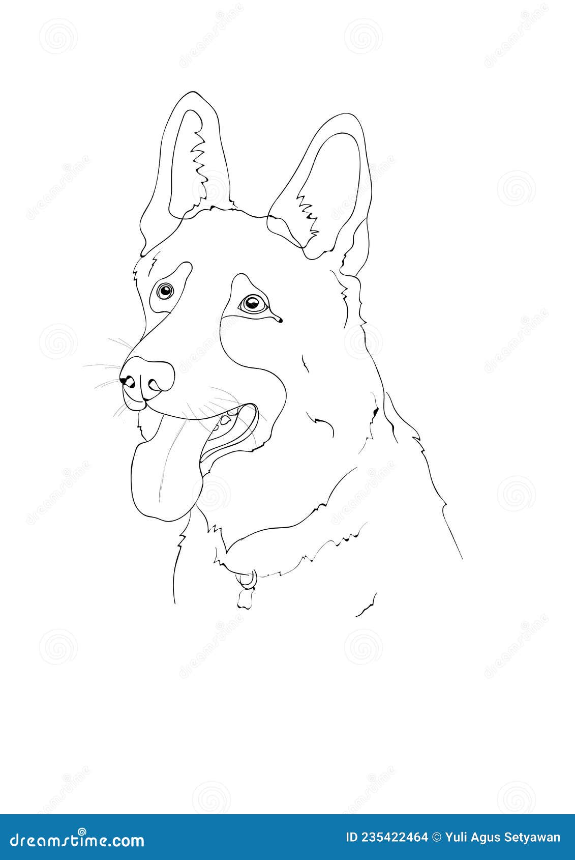 Line Art Portrait of Doberman Stock Illustration - Illustration of ...
