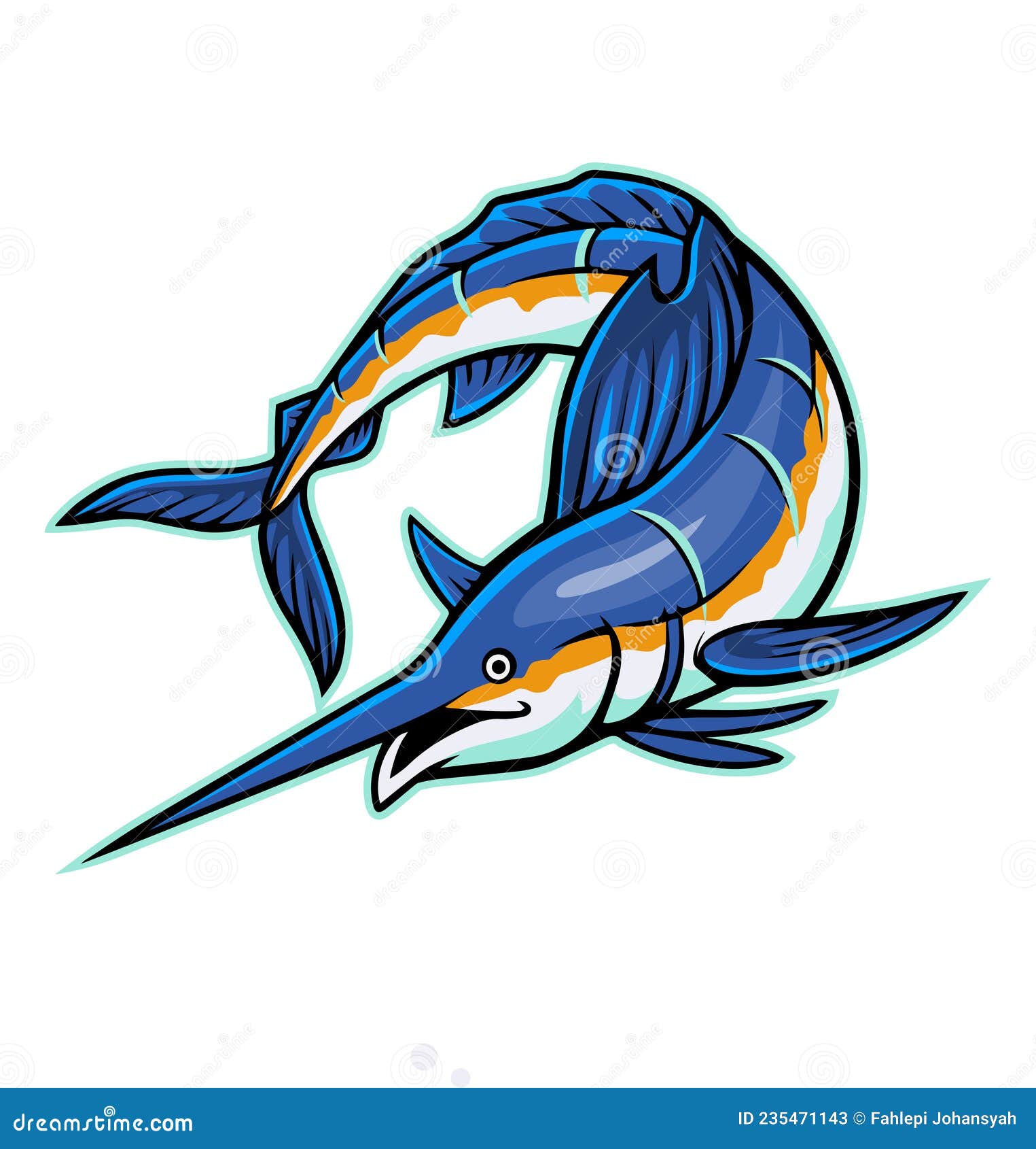 A Cartoon Marlin Fish Vector Or Color Illustration | CartoonDealer.com ...