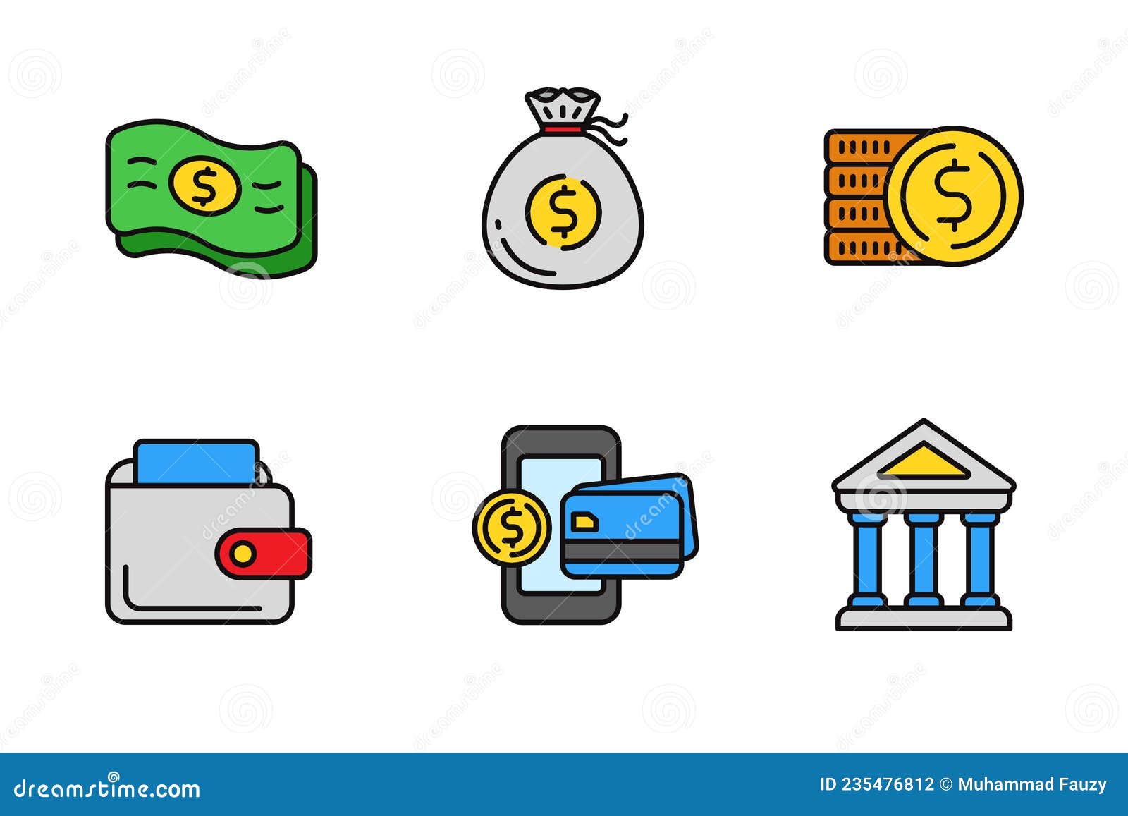 Set of Money Icon with Colorful Design Stock Vector - Illustration of ...