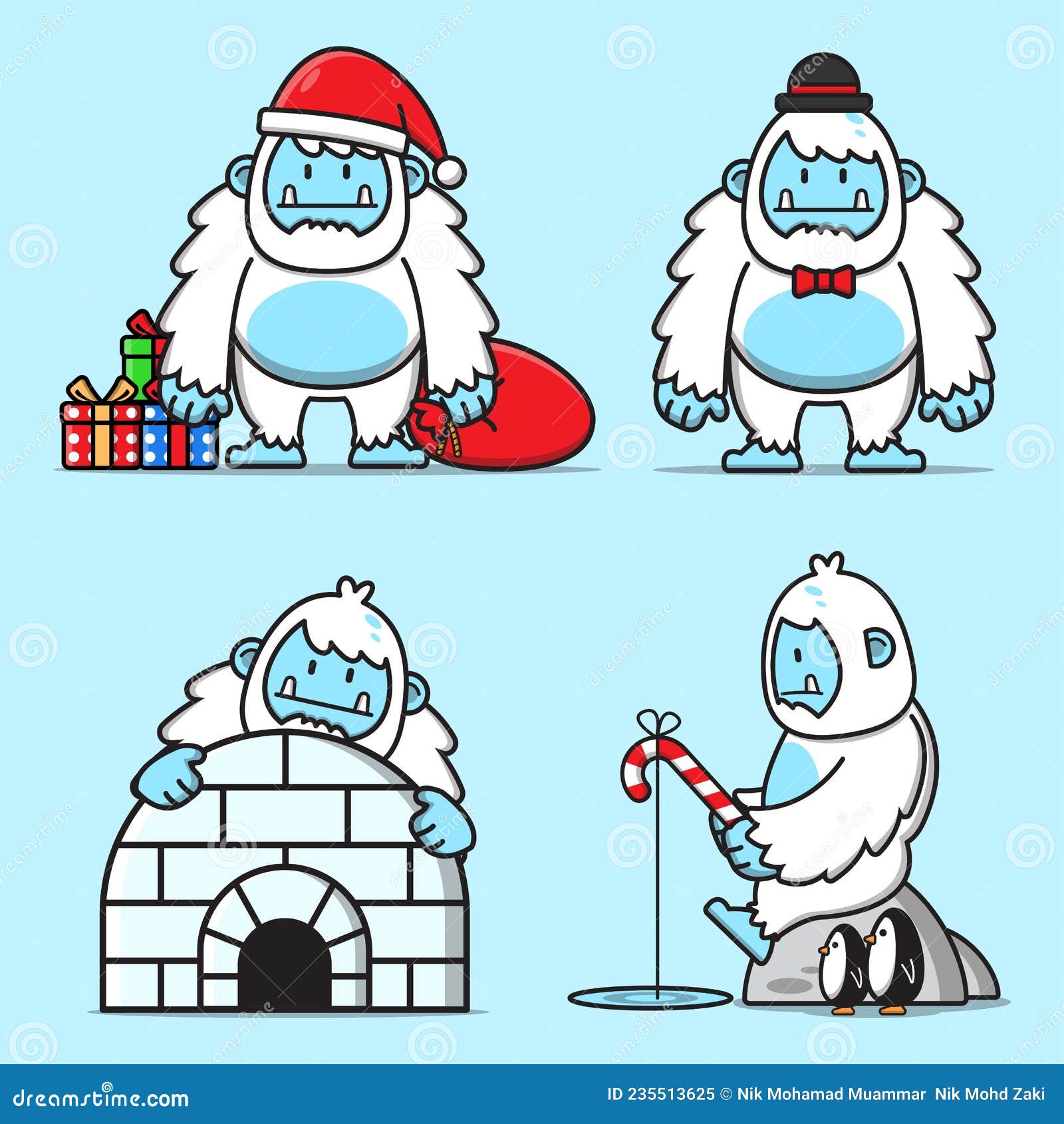 Cute Yeti Clipart Isolated On White Background. Funny Clip Art Bigfoot ...