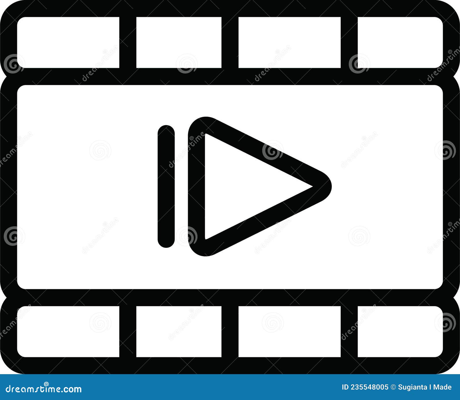 Movie Player Play Button Vector Icon On White Background. Flat Vector ...