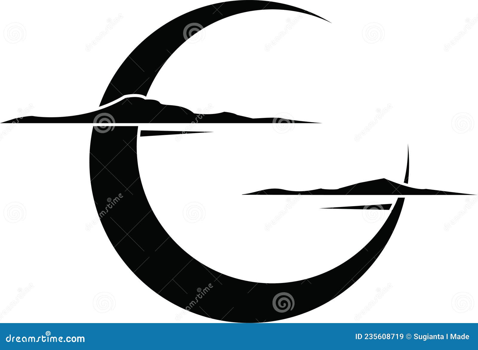 Solid moon icon vector stock vector. Illustration of style - 235608719