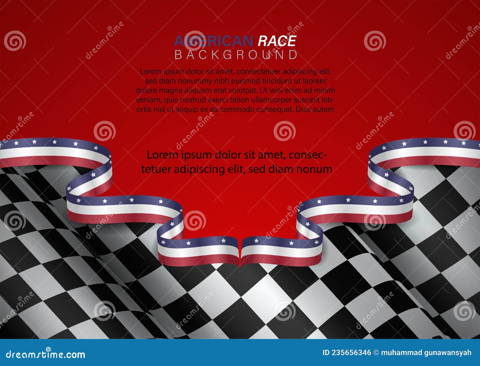 Racing Flag with American Flag Color Ribbon, Vector Illustration Stock ...