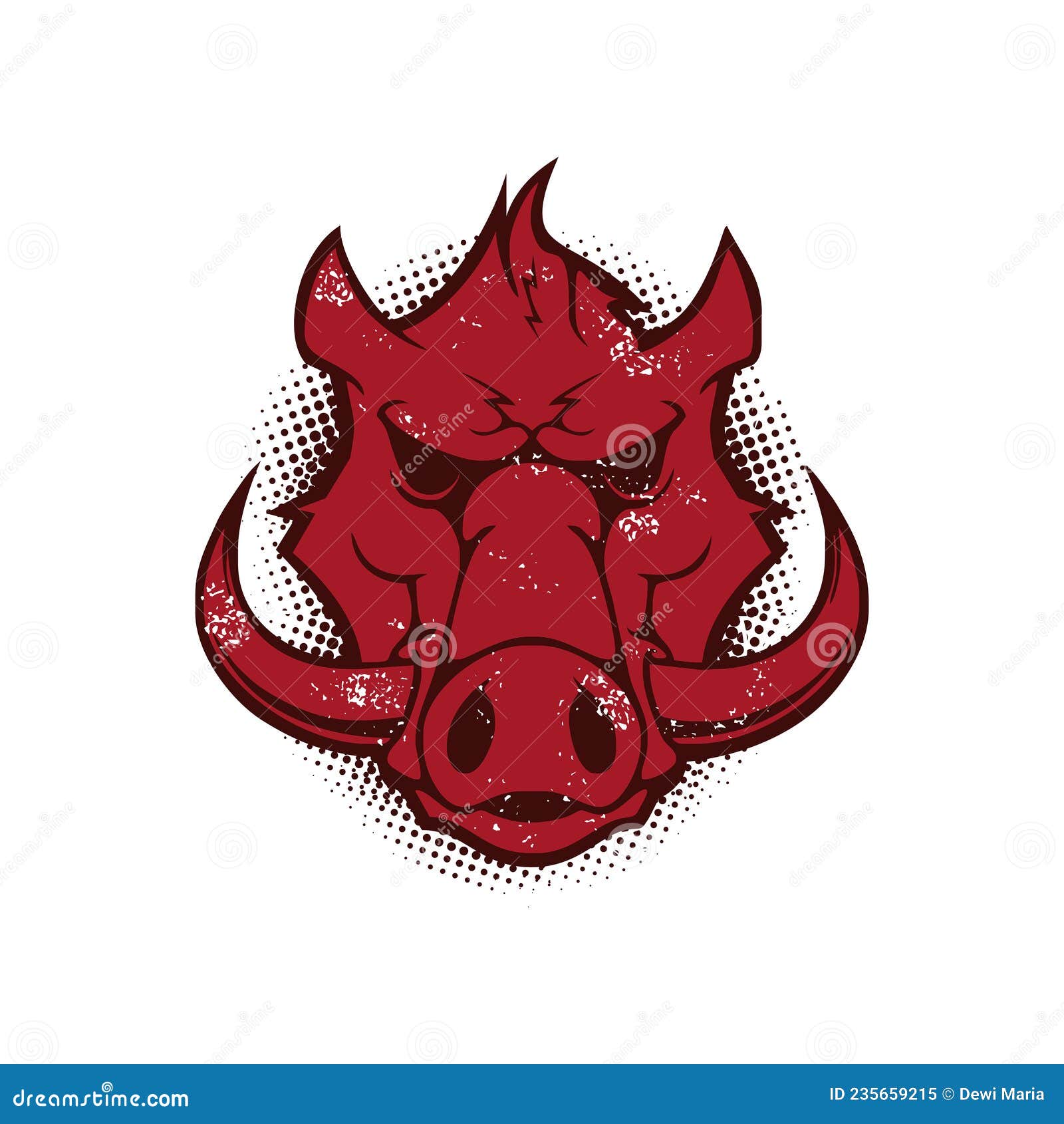 Illustration of an Angry Hog Boar Head Viewed from the Front Stock ...
