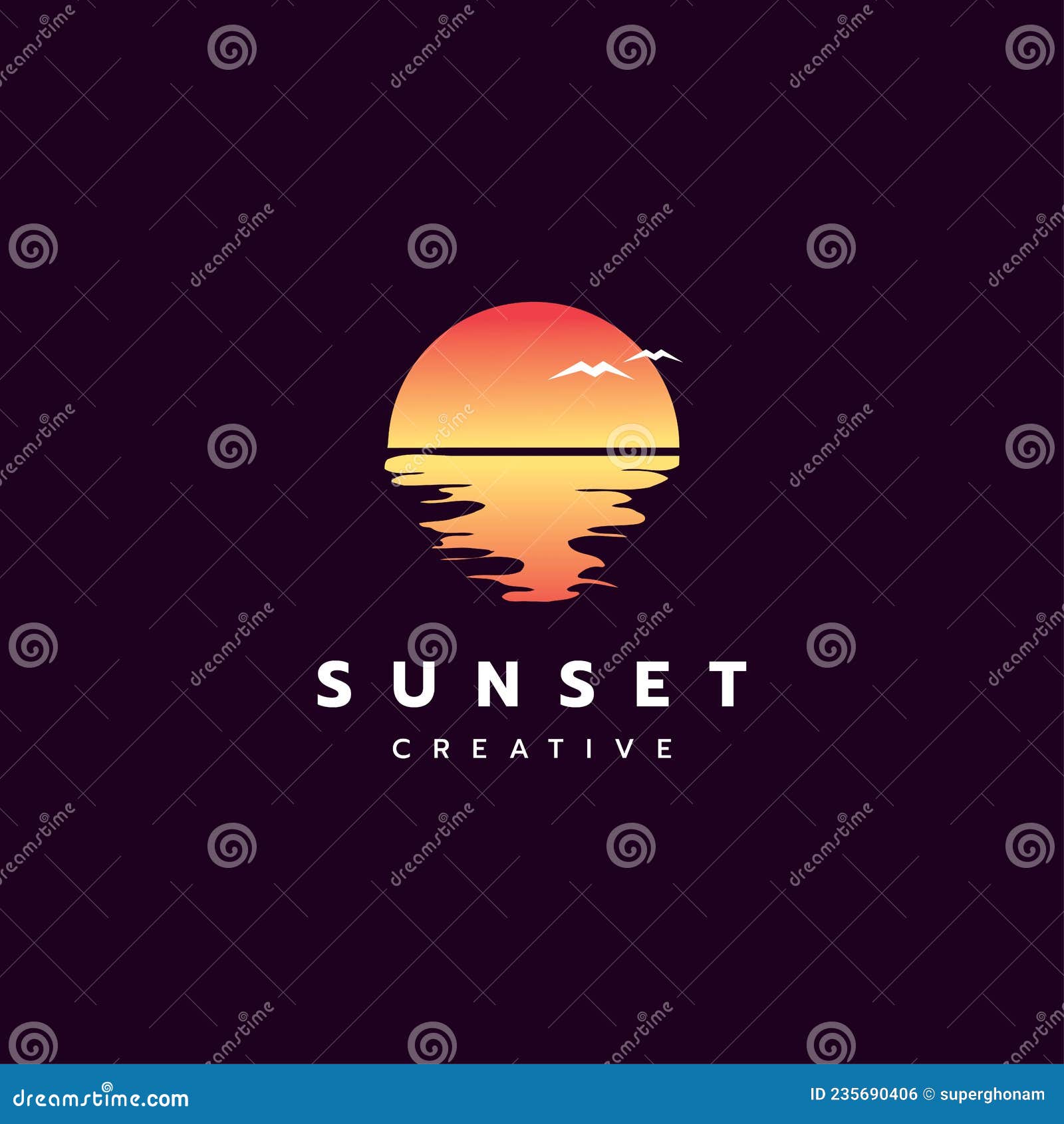 Sunset Logo Design Illustration Vector Template Stock Vector ...