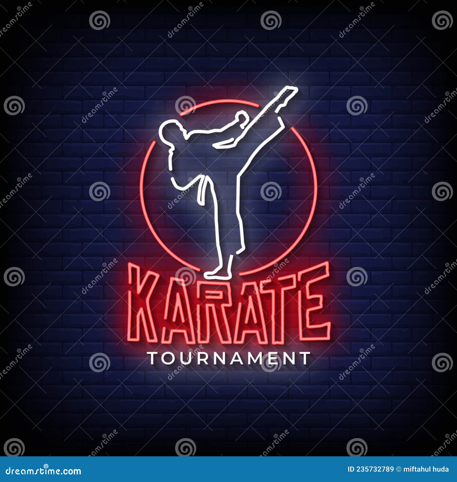 Karate Tournament Neon Signs Vector Stock Vector - Illustration of ...