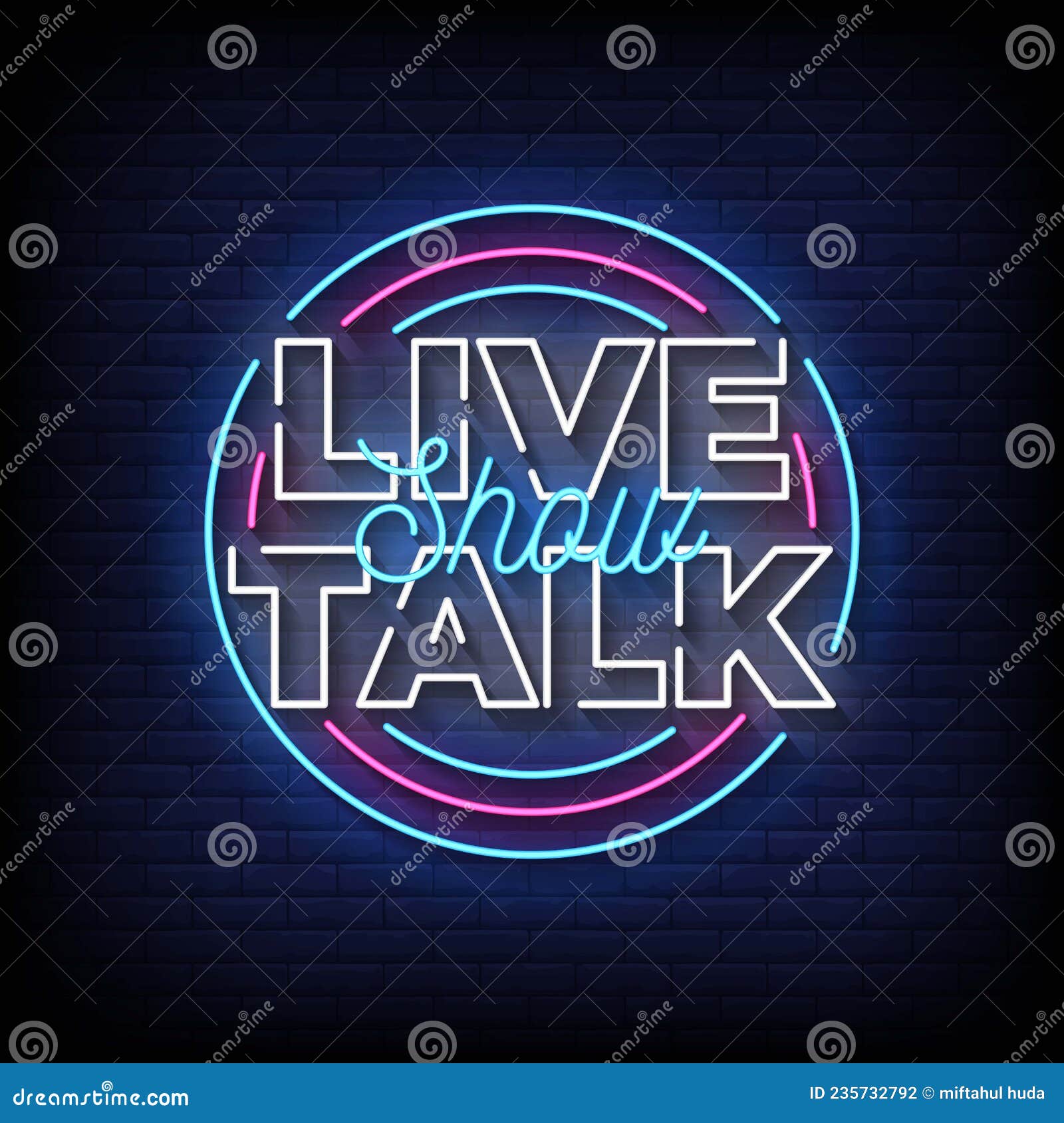 Live Talk Show Neon Signs Style Text Vector Stock Vector - Illustration ...