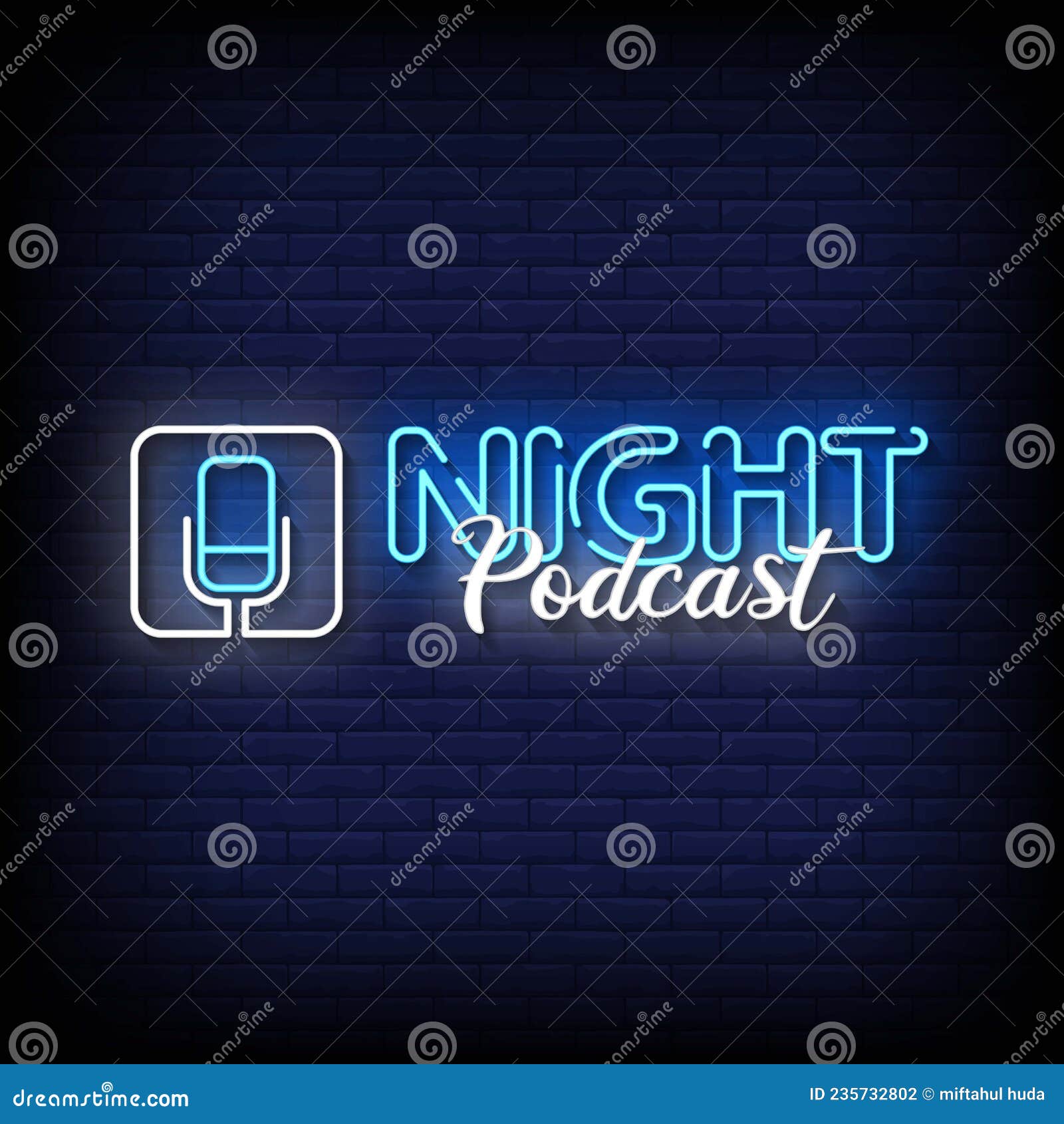 Night Podcast Neon Signs Vector Stock Vector - Illustration of media ...