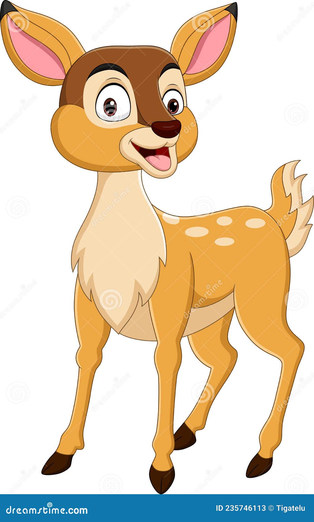 Cute Little Deer Cartoon Isolated on White Background Stock Vector ...