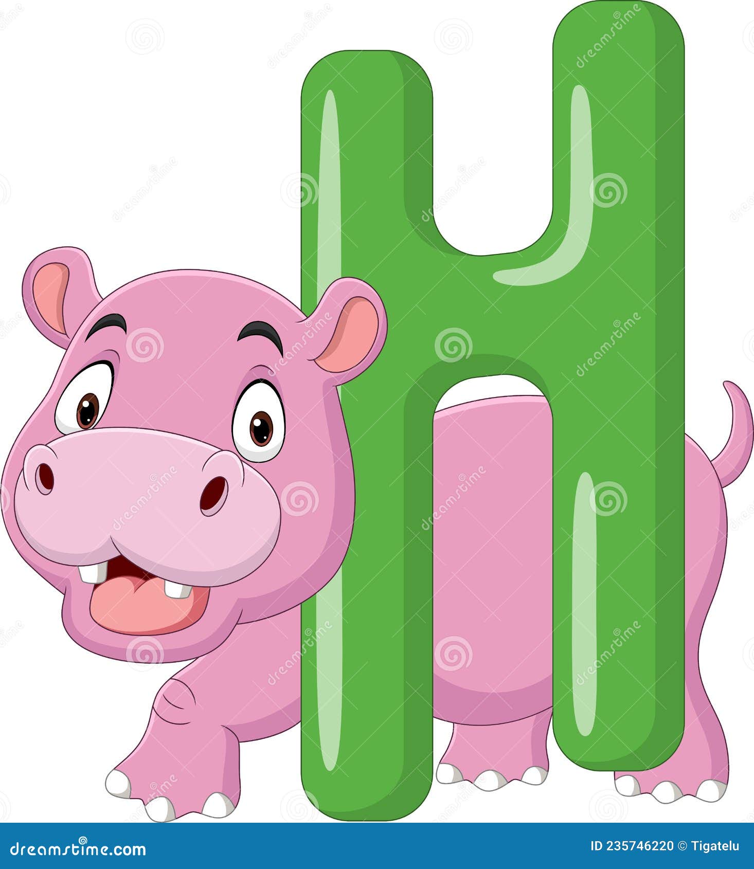 Alphabet Letter H for Hippo Stock Vector - Illustration of letter, farm ...