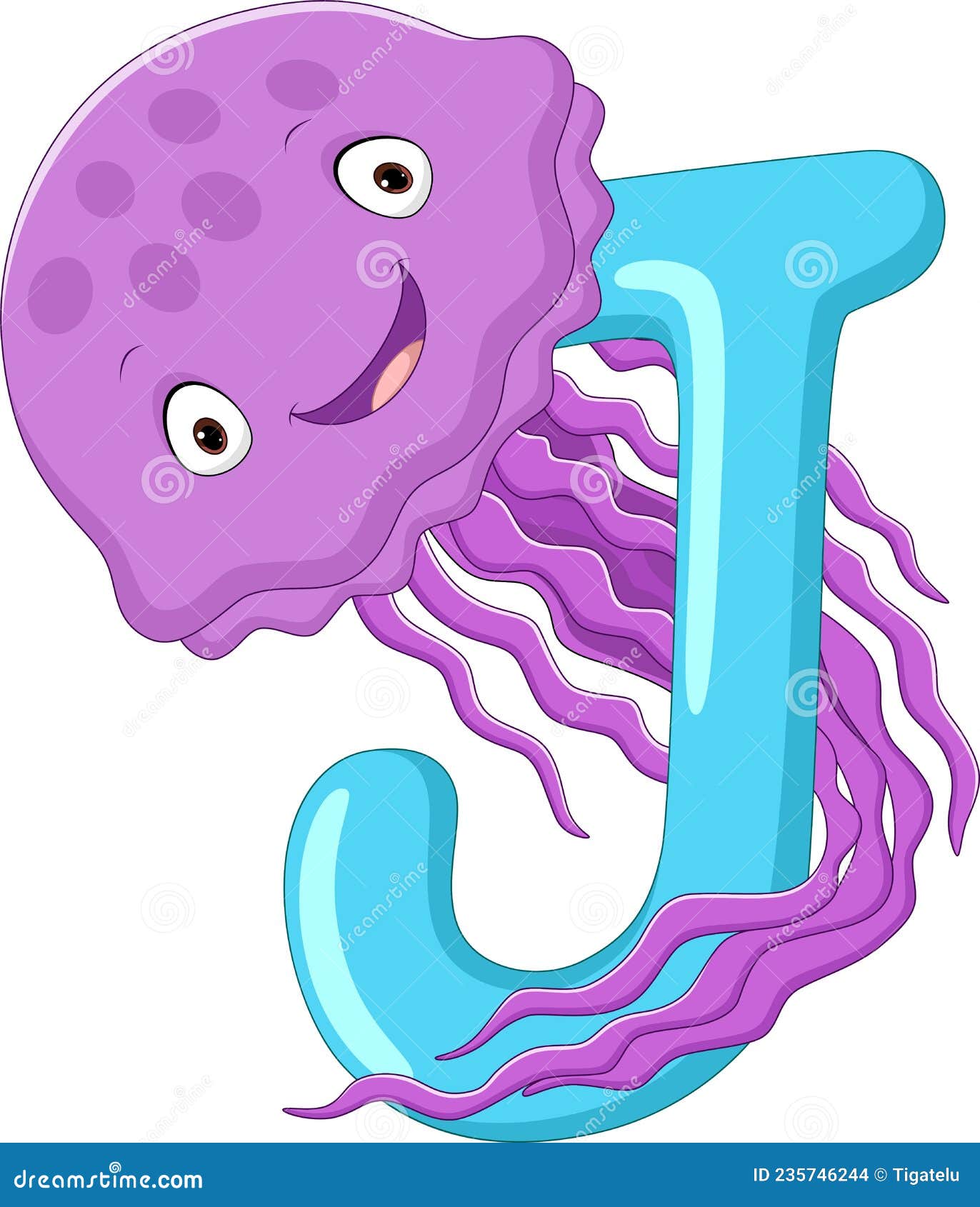 Alphabet Letter J for Jellyfish Stock Vector - Illustration of fish ...