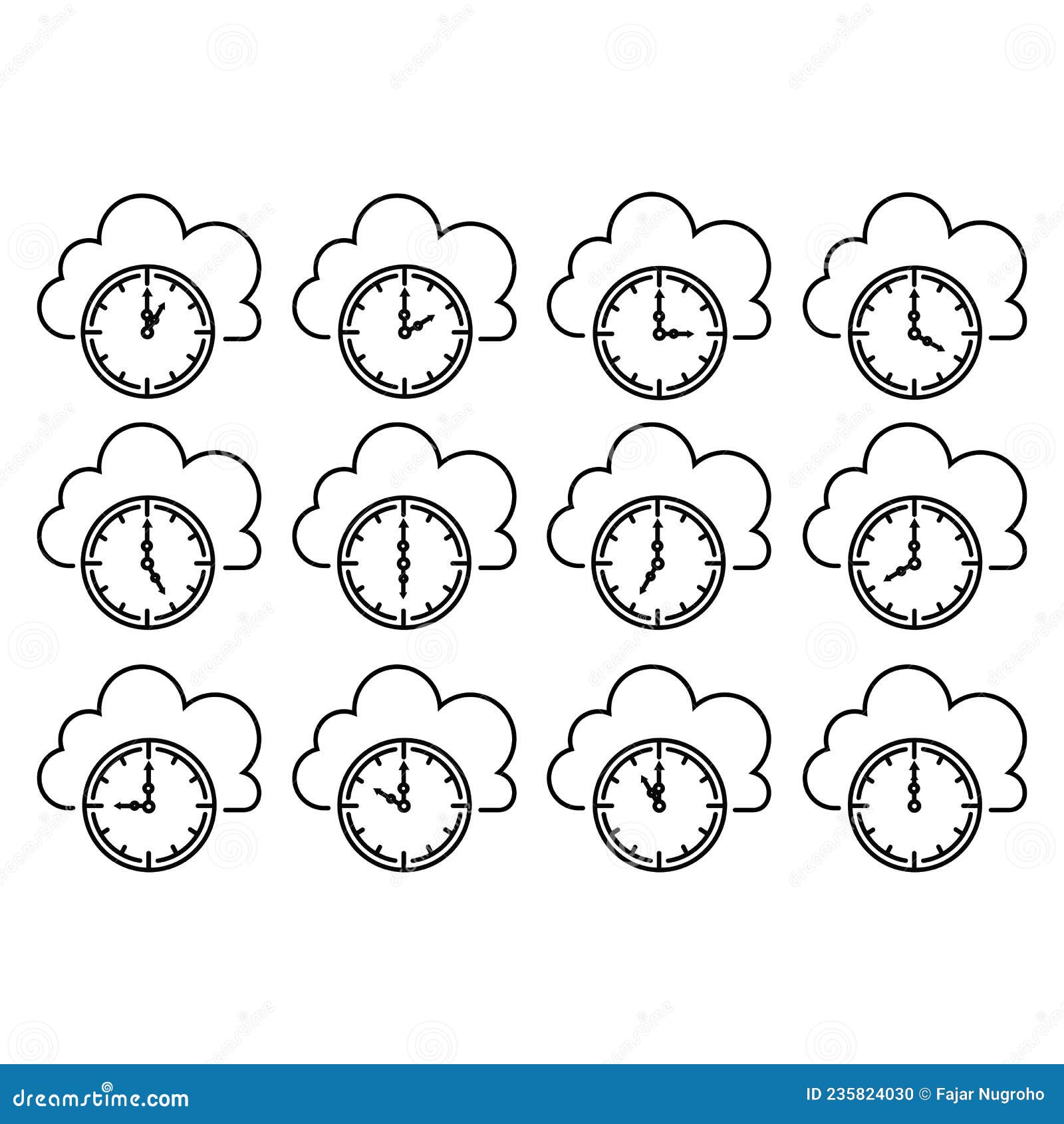 Cloud Computing Time.Timer with Cloud Outline Stock Vector ...