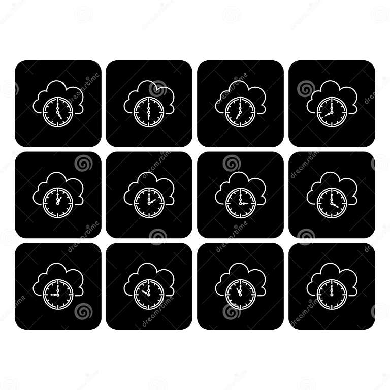 Cloud Computing Time.Timer with Cloud Outline Stock Vector ...