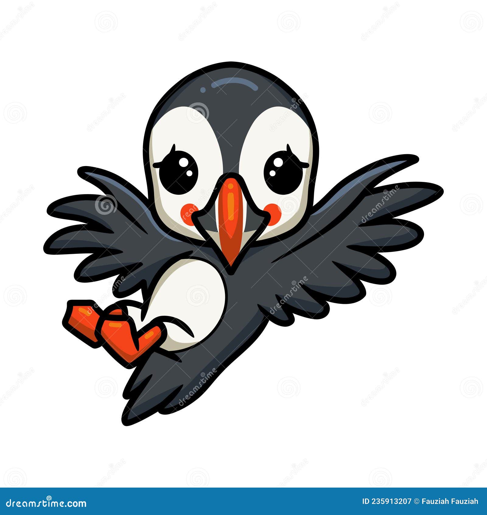Cute Little Puffin Bird Cartoon Posing Stock Vector - Illustration of ...