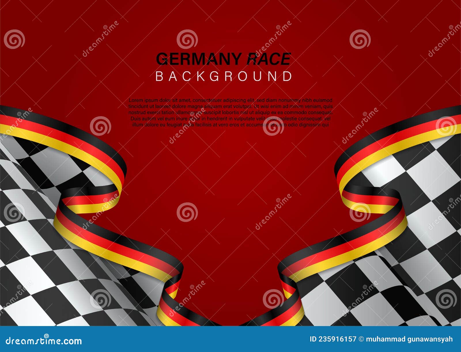 Racing Flag with Germany Flag Color Ribbon, Vector Illustration Stock ...