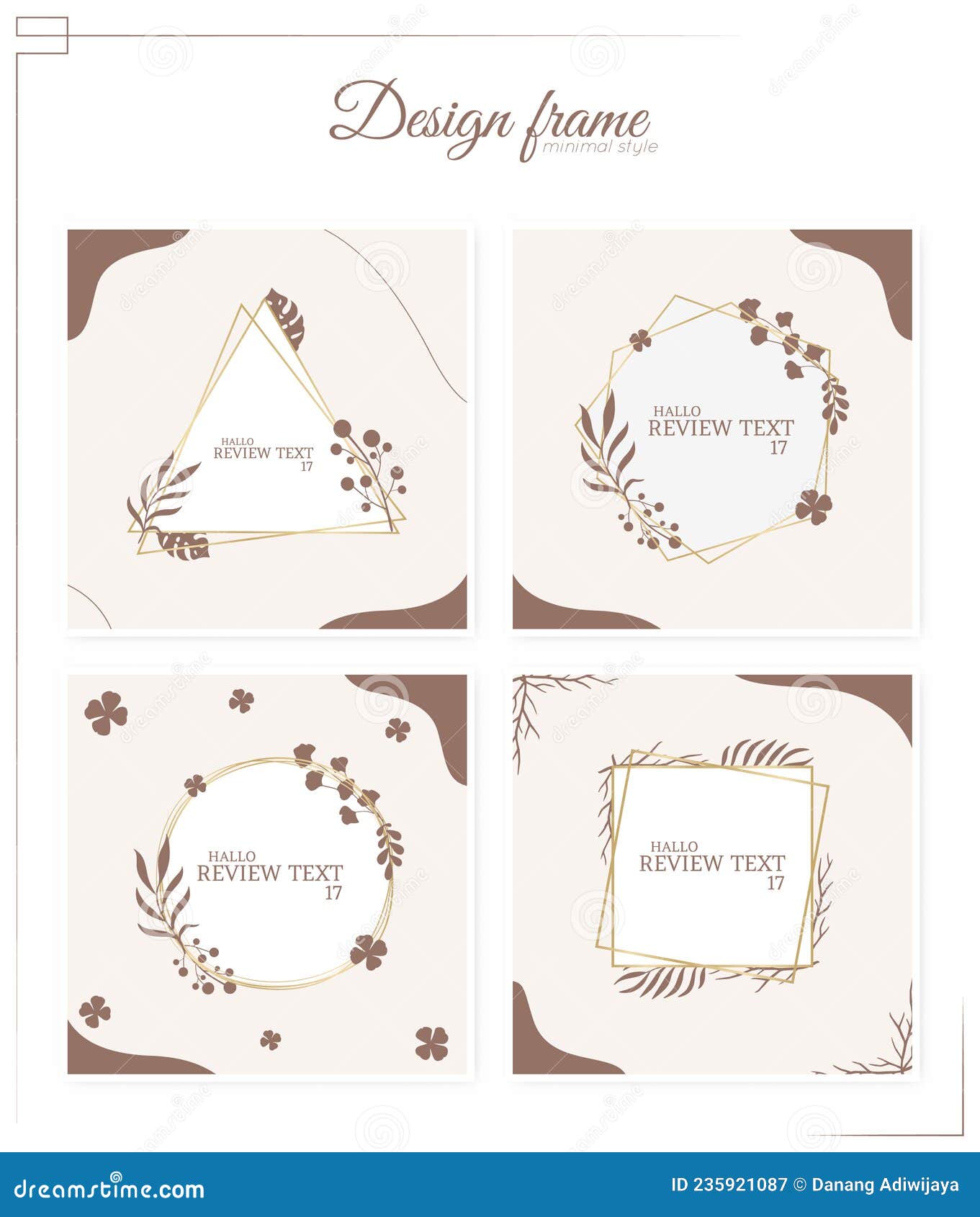 Frame Minimal Design Leaves Brown Stock Vector - Illustration of leaves ...