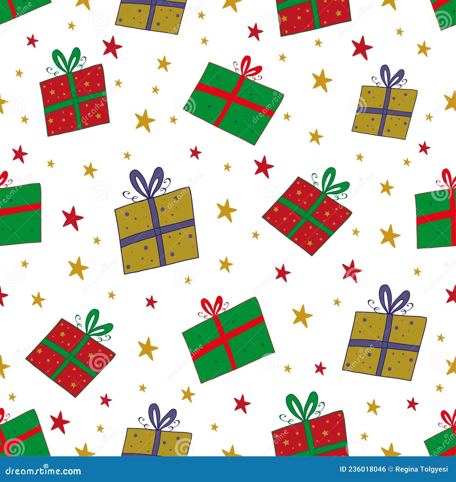 Christmas Present Seamless Pattern with Stars Stock Vector ...