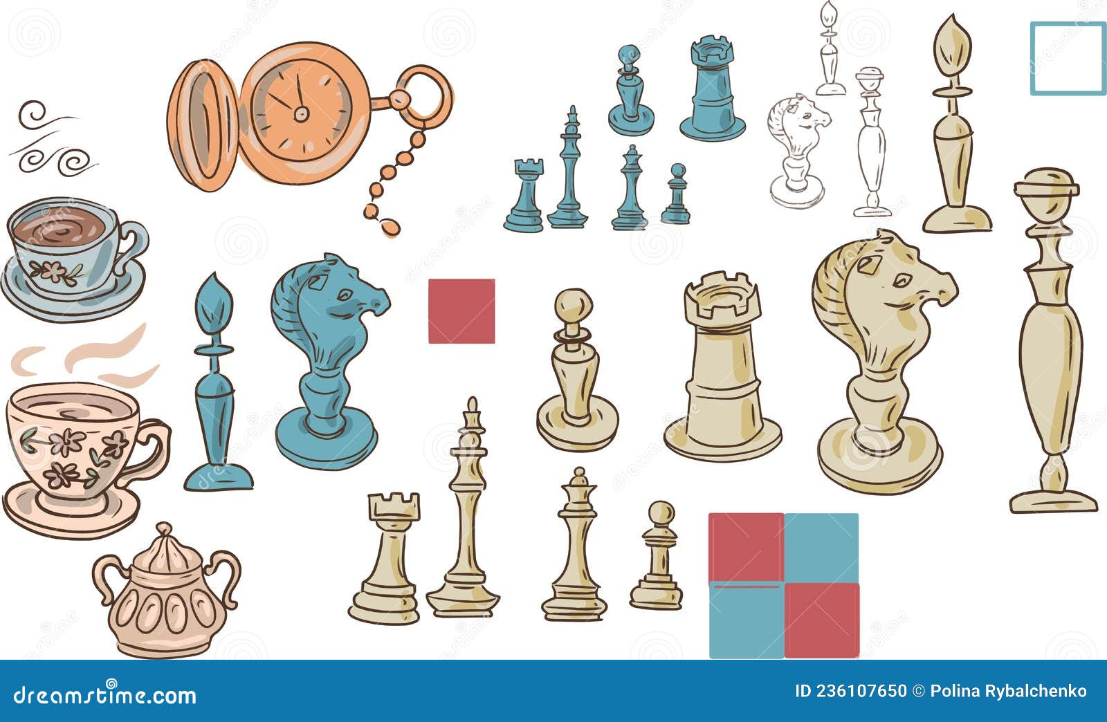 Chess Doodle Line Graphics Vector Hand Drawn Games Tournaments ...