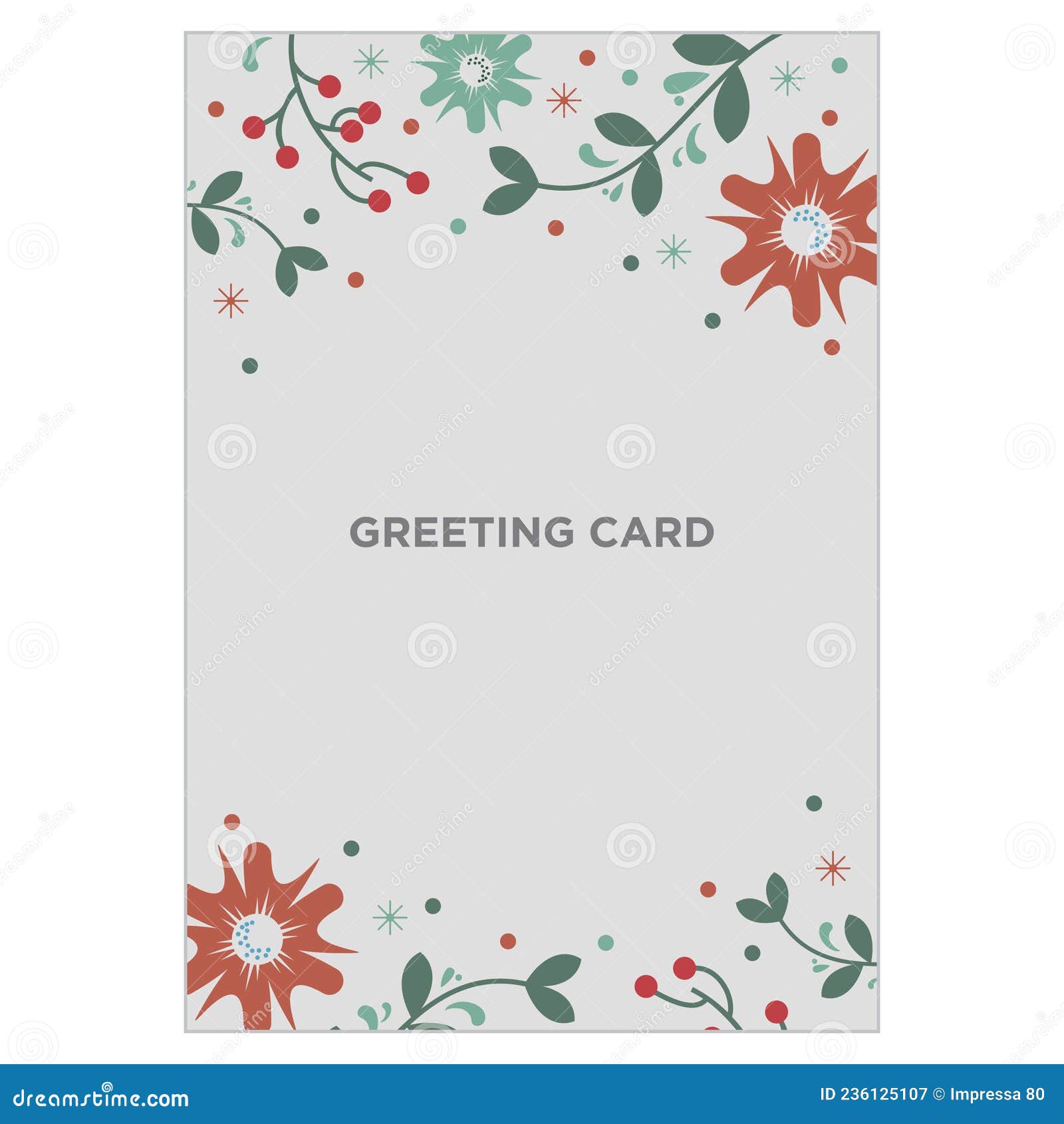 Greeting Card Cover Design with Soft Colors with Floral and Leaf Motifs ...