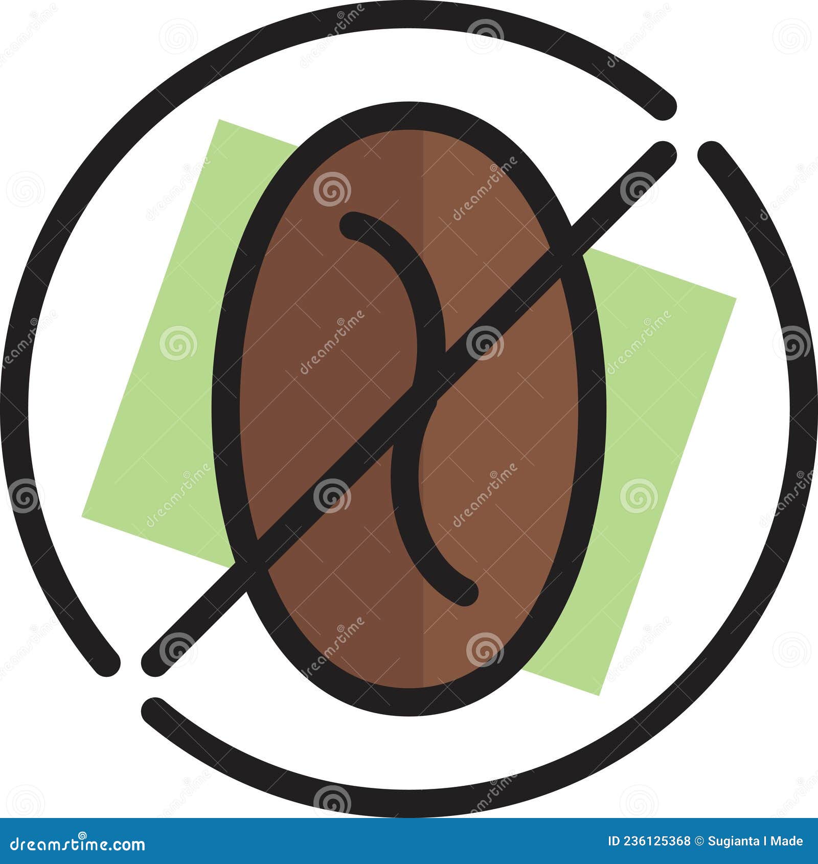 Color Caffeine Coffee Free Sign Icon Vector Stock Vector - Illustration ...