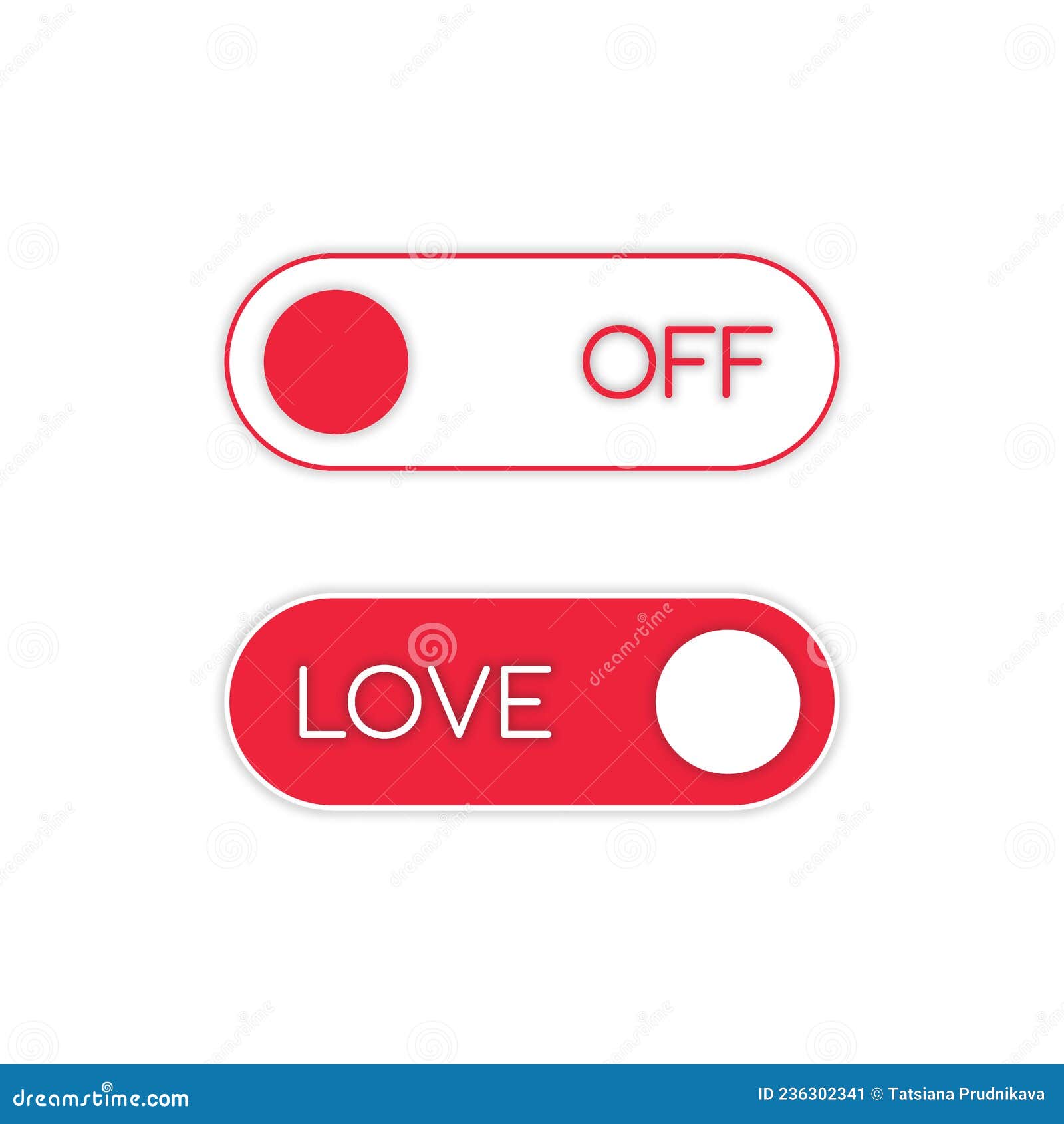 Button Design Slide Turn Love on and Off Love Stock Vector ...