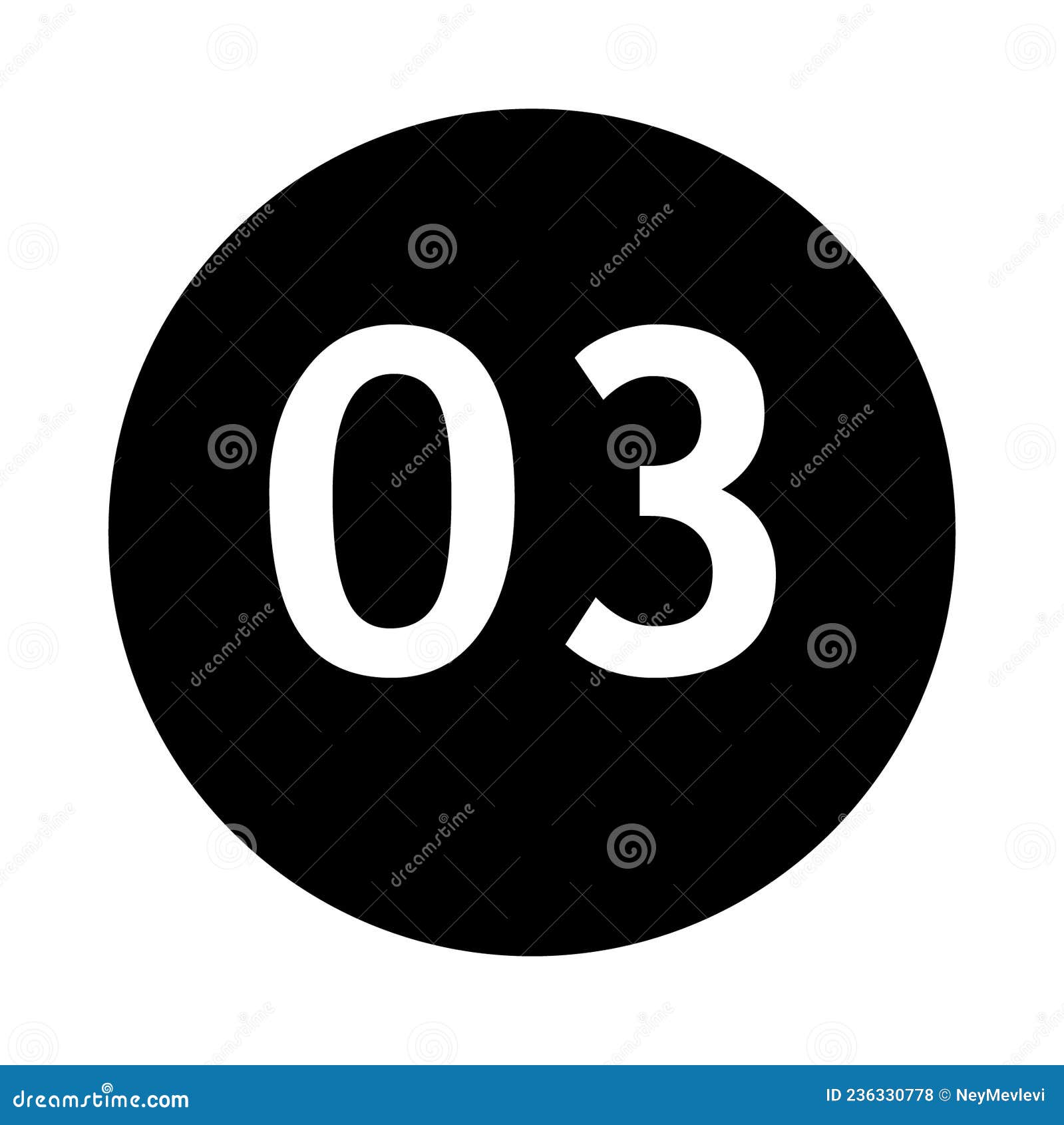Number 03 Logo with Black Circle Background Stock Vector - Illustration ...