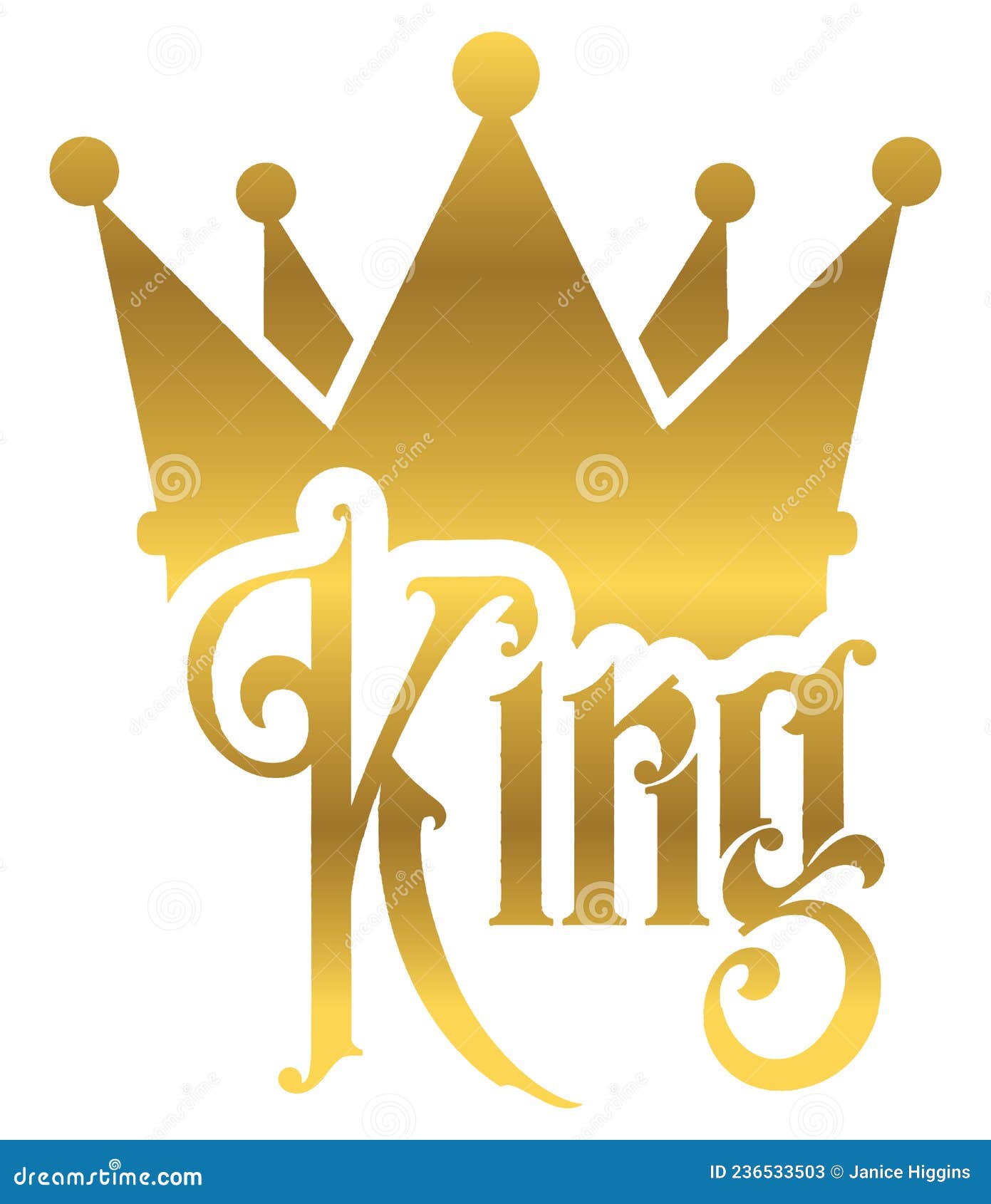 Gold Crown with the Word King in Elegant Typography Stock Vector ...