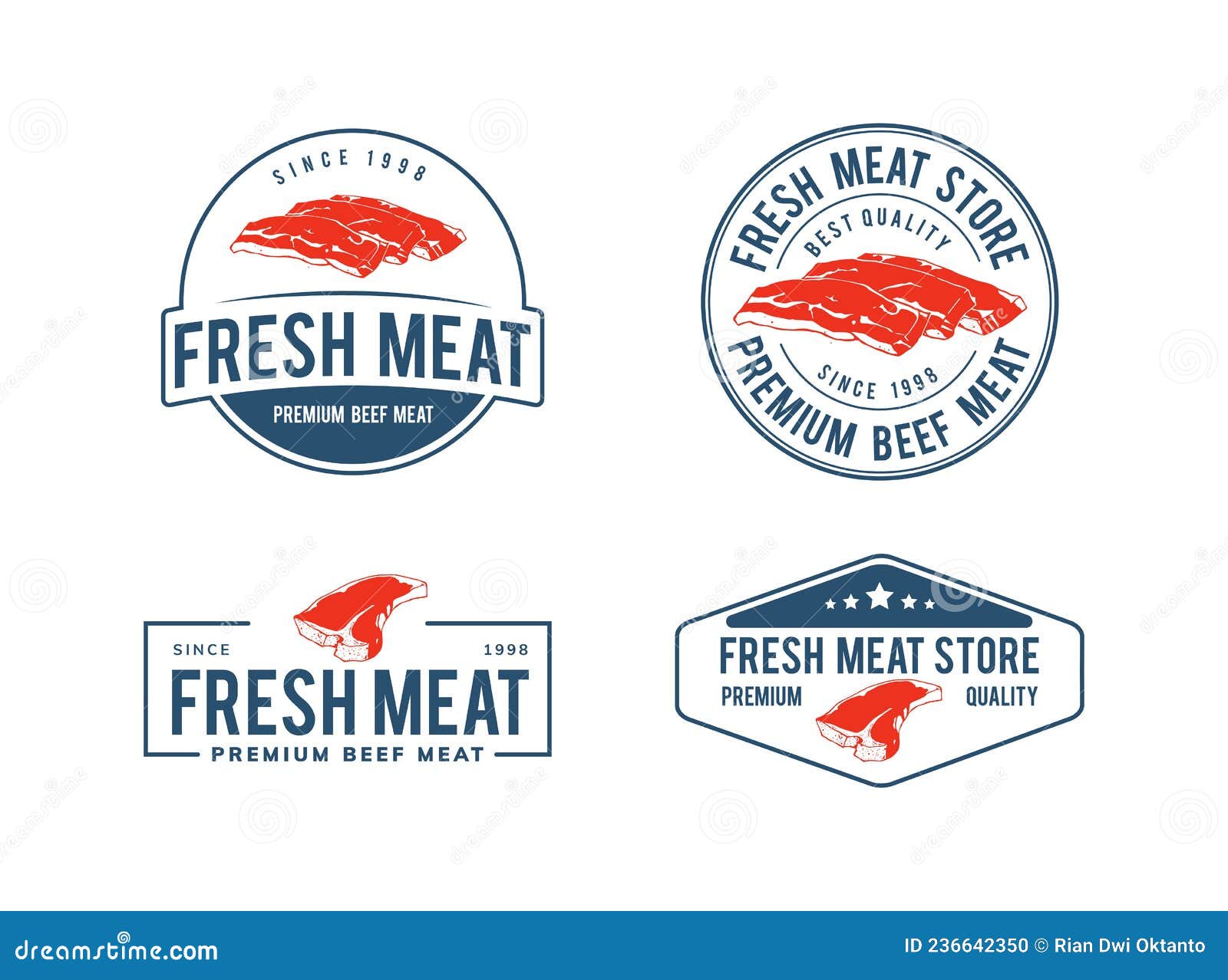 Fresh Beef Meat Logo Set Template Design Stock Vector - Illustration of ...