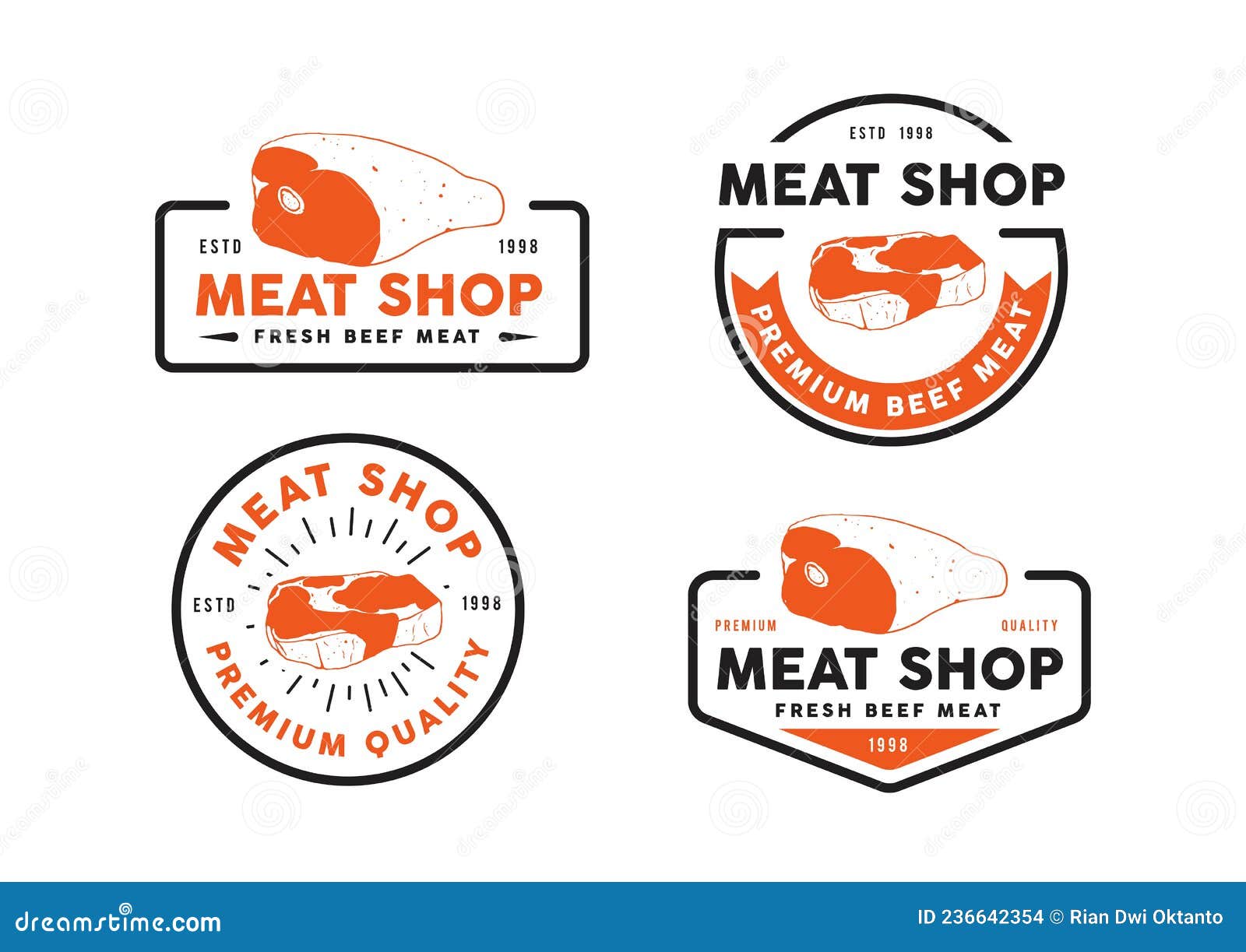 Fresh Beef Meat Logo Set Template Design Stock Vector - Illustration of ...