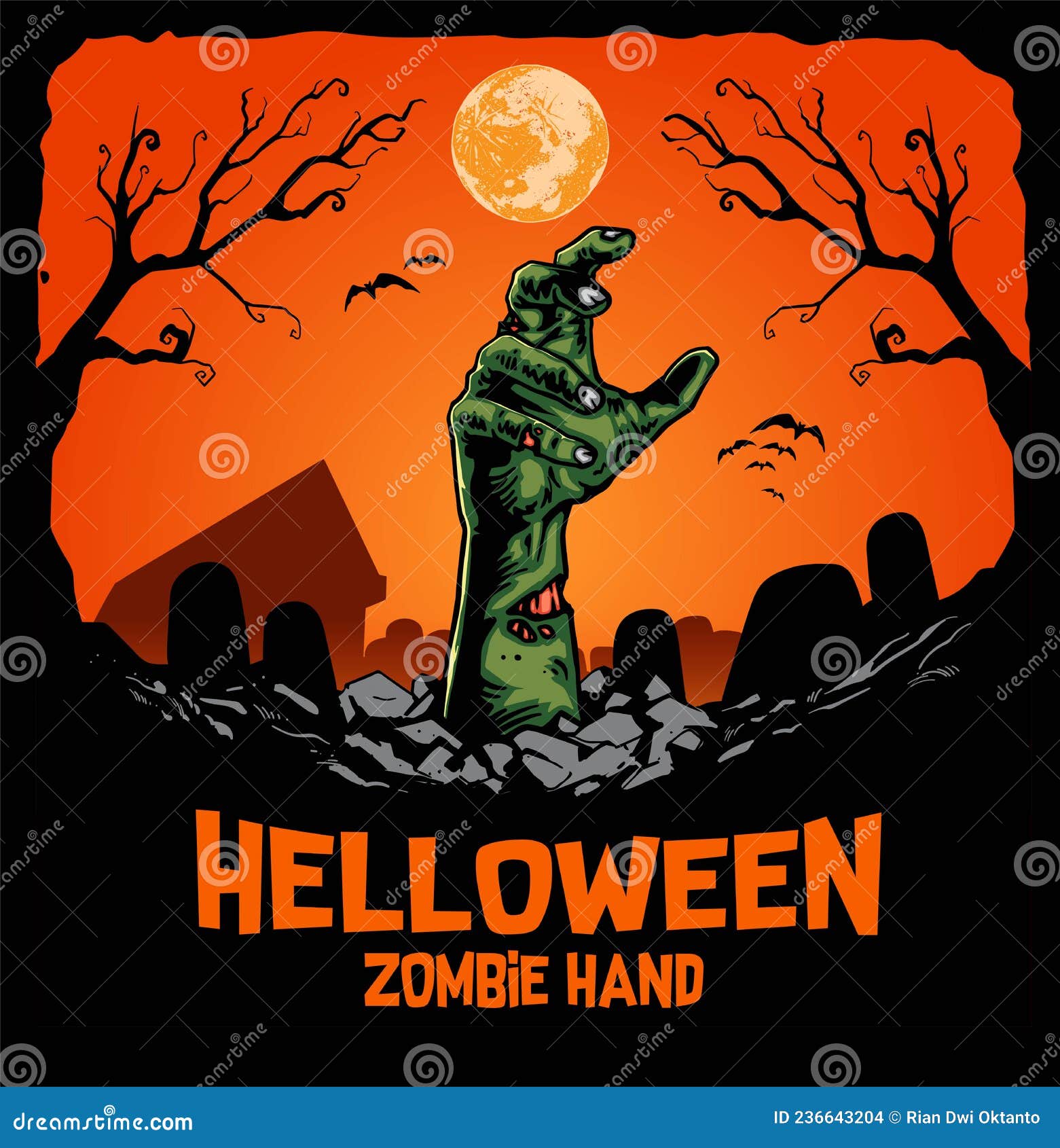 Zombie Hand Illustration Coming Out of Grave Stock Vector ...
