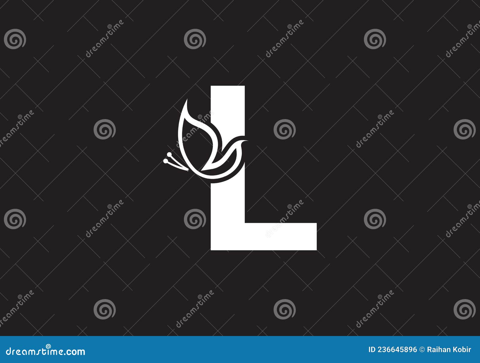 This is a Letter L Text Added by Butterfly Design Stock Illustration ...