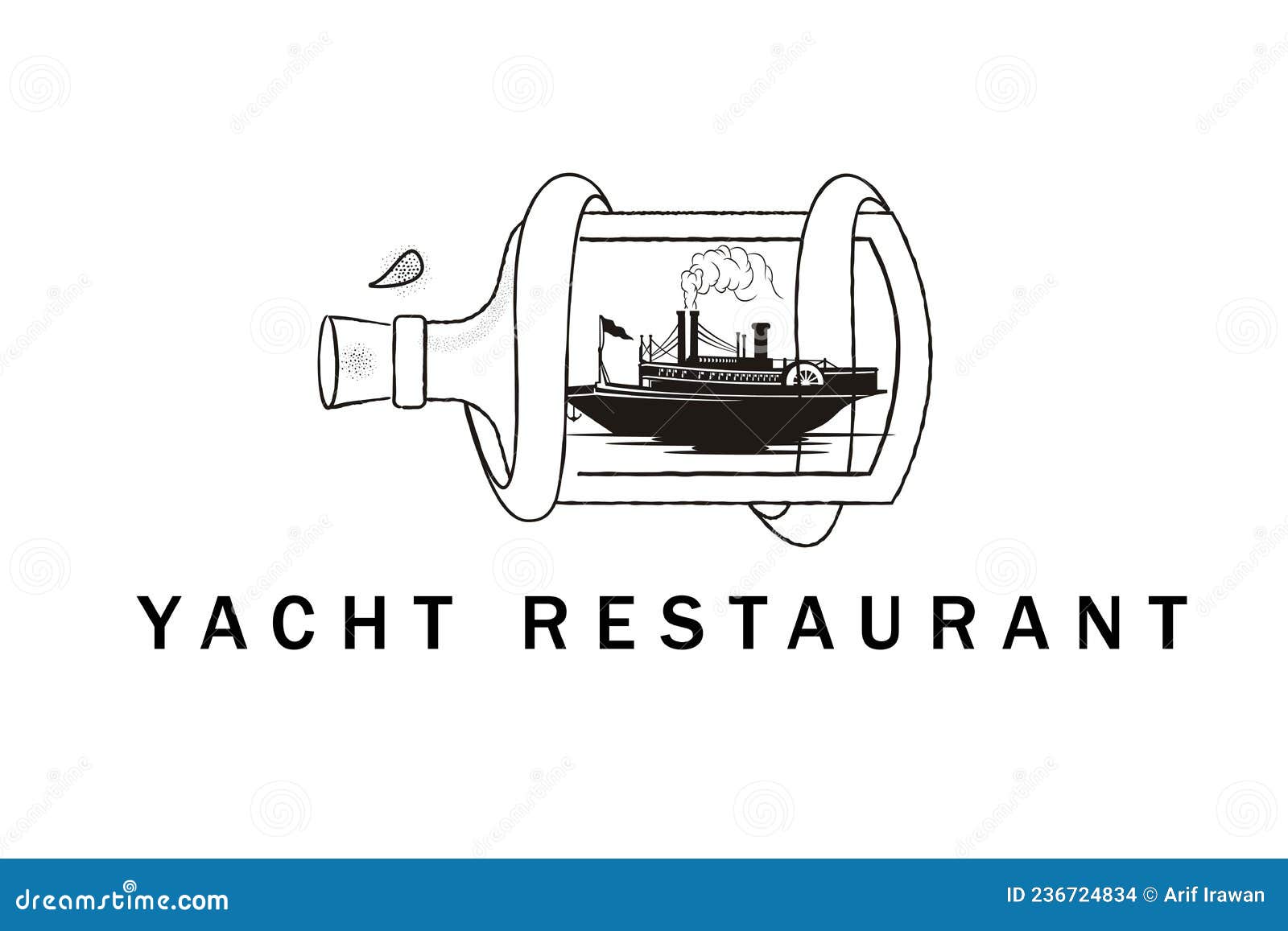 Vintage Old Ship Logo for Sea Food Restaurant Template Design Vector ...