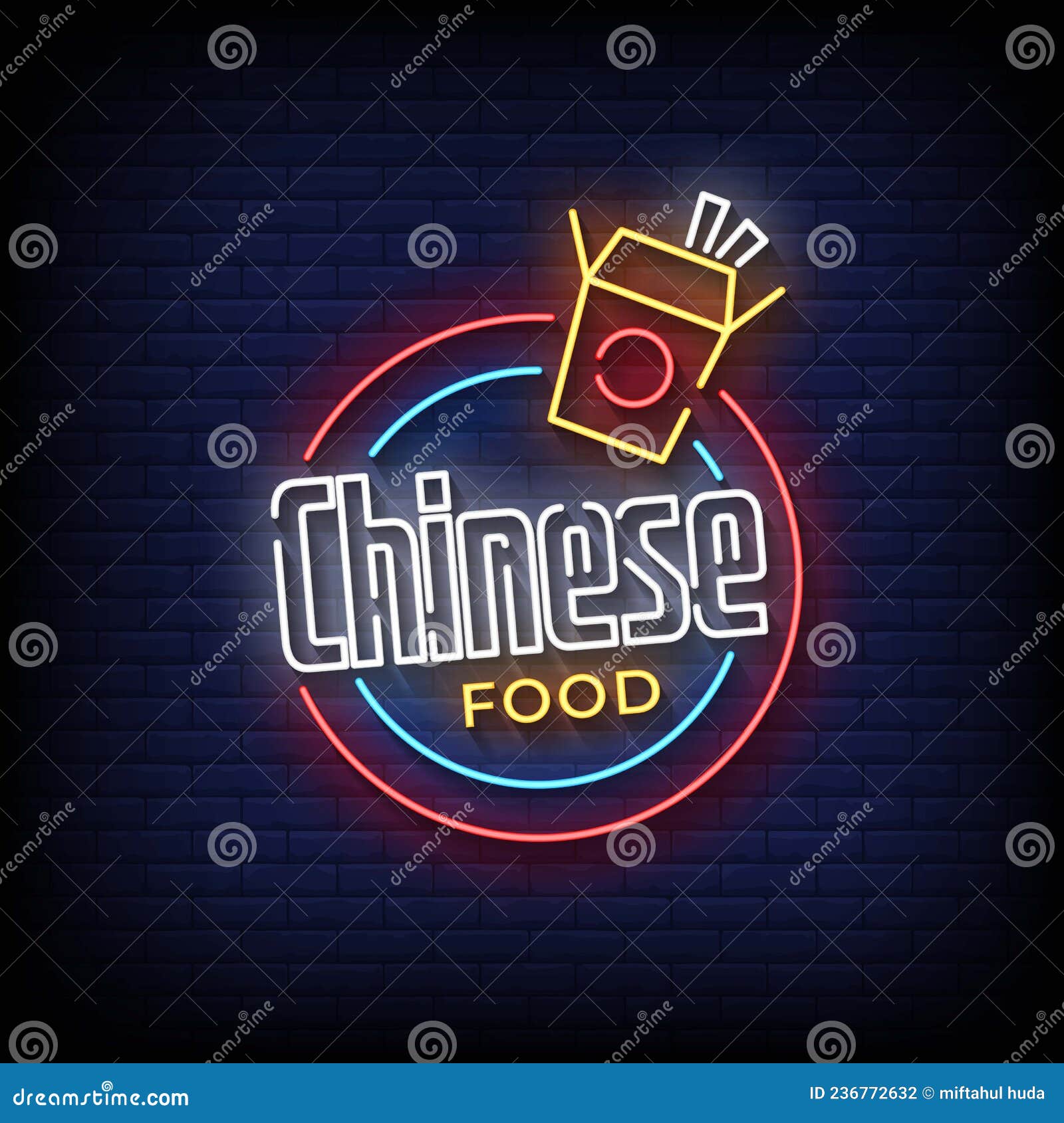 Chinese Food Neon Signs Style Text Vector Stock Vector - Illustration ...