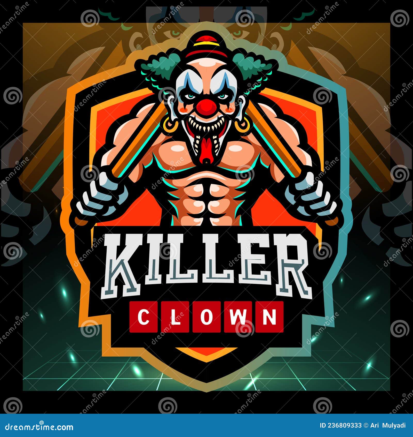Clown Mascot. Esport Logo Badge Stock Vector - Illustration of emblem ...