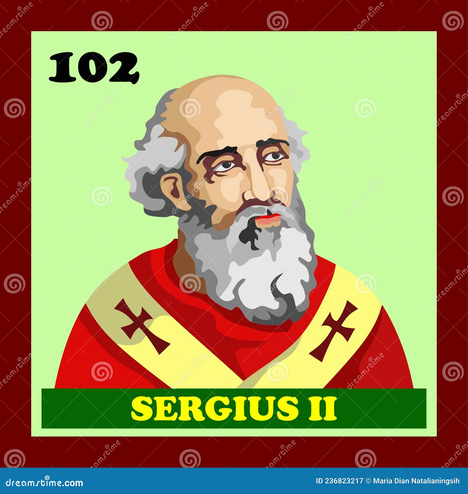 102nd Catholic Church Pope Sergius II Cartoon Vector | CartoonDealer ...