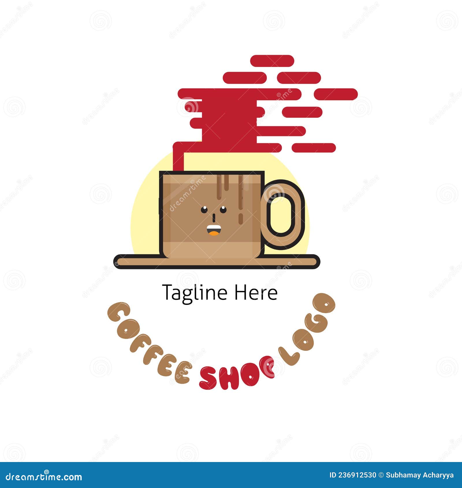 Cute Coffee Cup Logo Vector Illustration with Dummy Text on White ...