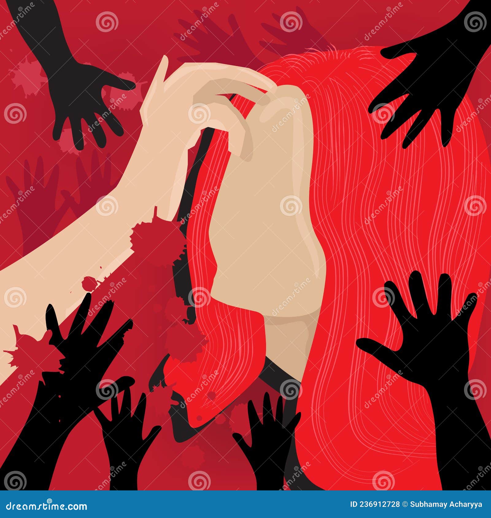 Abstract Female Molestation or Abuse Concept Art Vector Illustration on ...