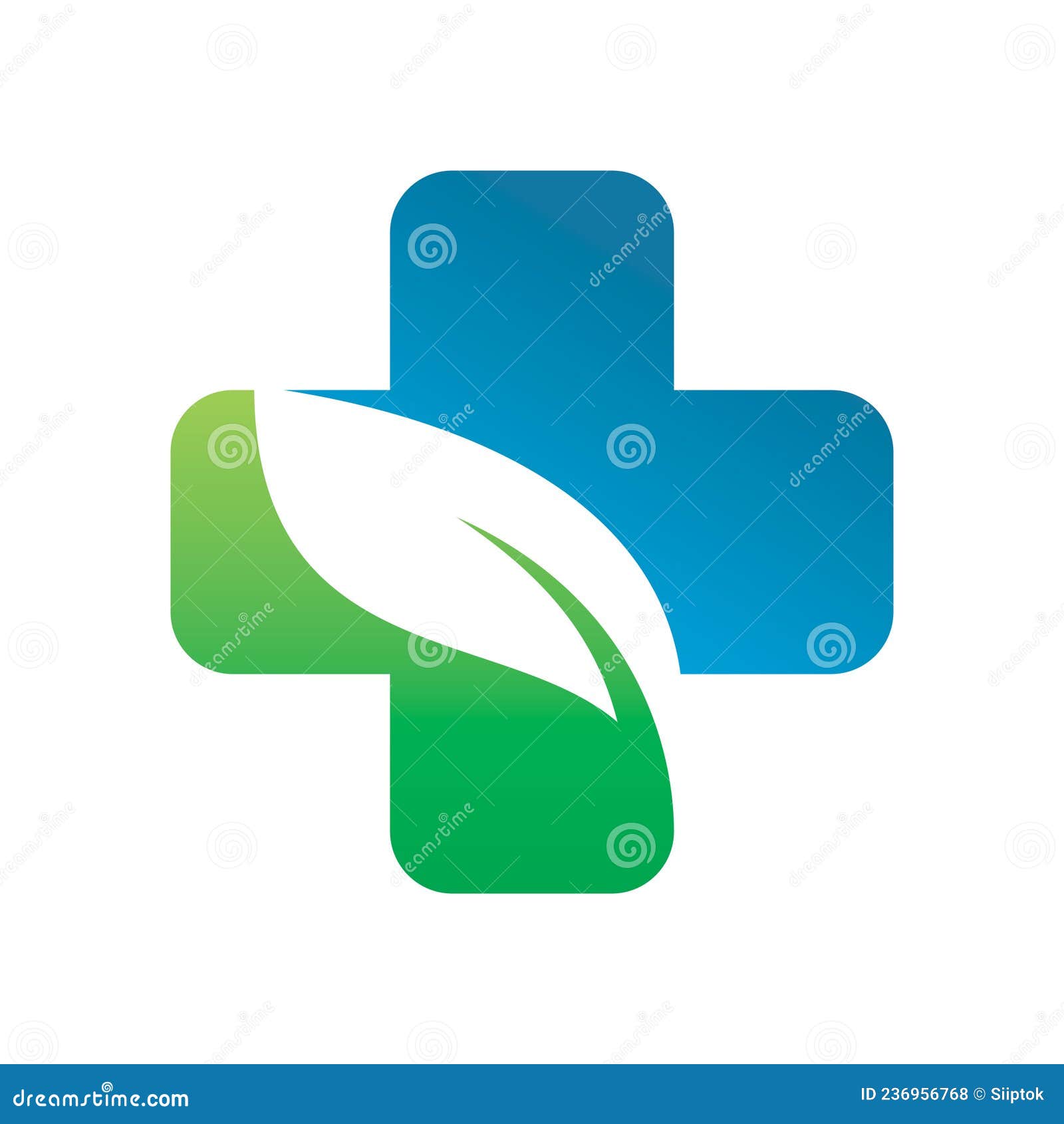Medcial Plus Healthy Herbal Leaf Logo D Esign Stock Vector