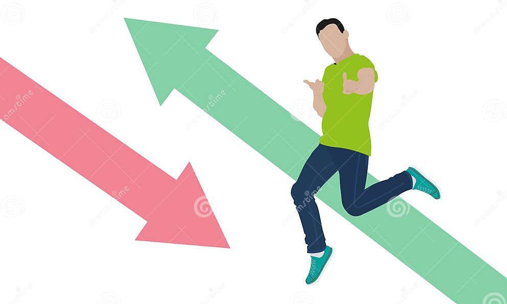 Opposite Growth and Decliine Charts with Businessman. Stock Vector ...