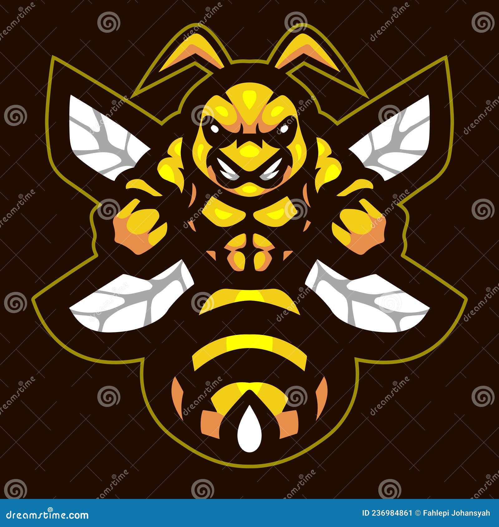 Cartoon Strong Bee Mascot Character Stock Vector - Illustration of logo ...