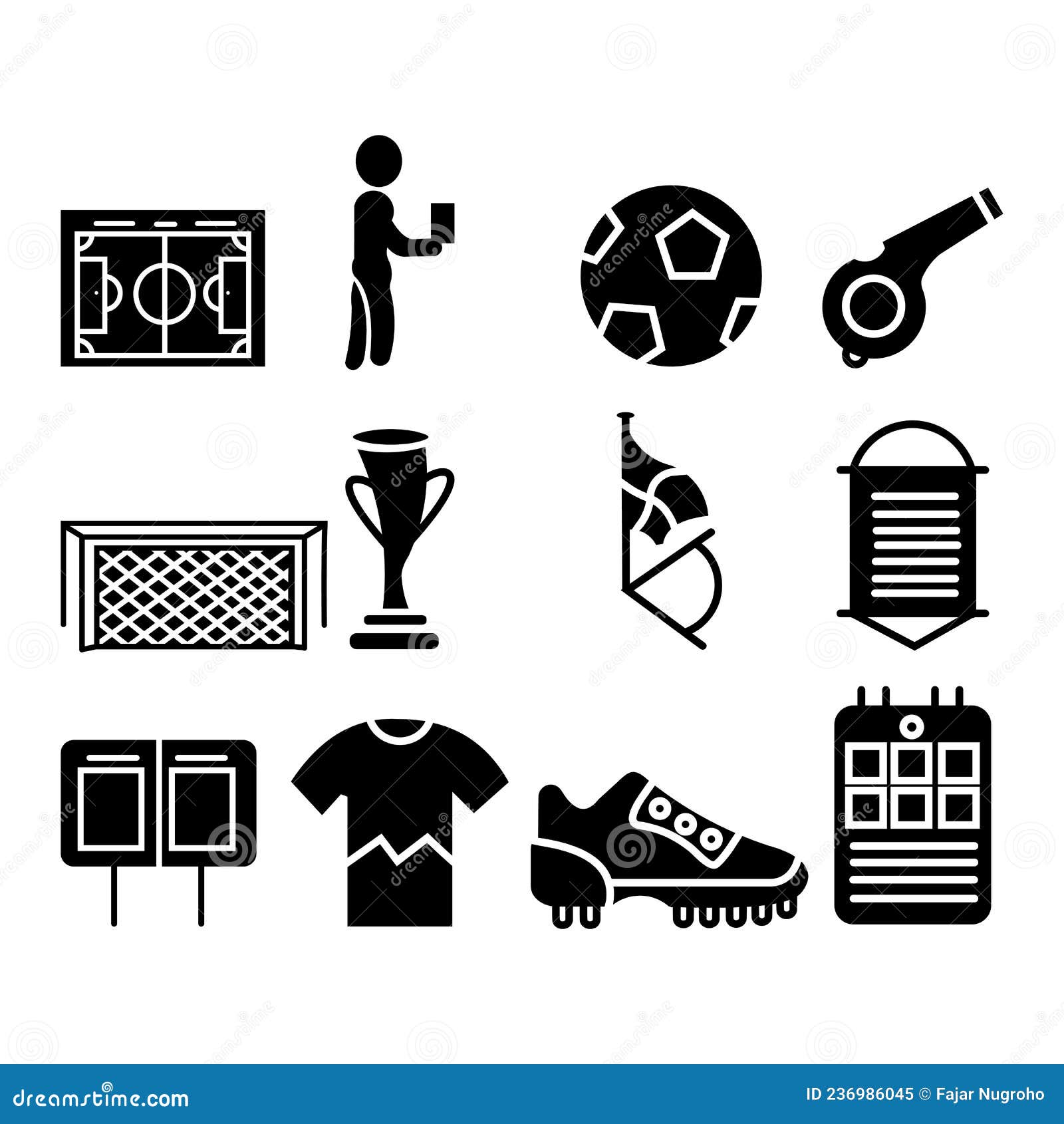 Football Icon Set Flat Vector Illustration. Stock Illustration ...