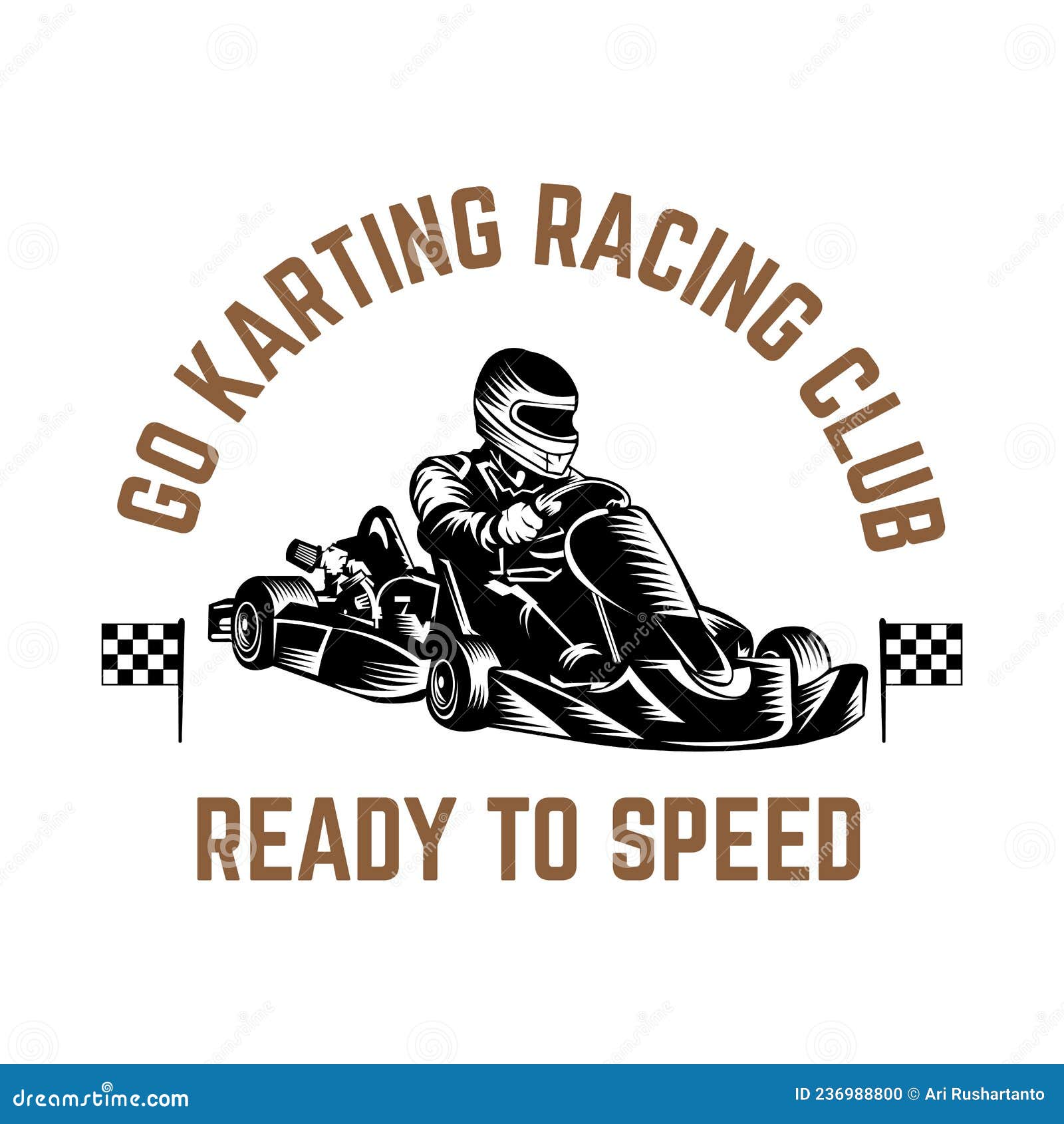 Go Kart Racing Logo Design in Retro Vintage Style Stock Vector ...