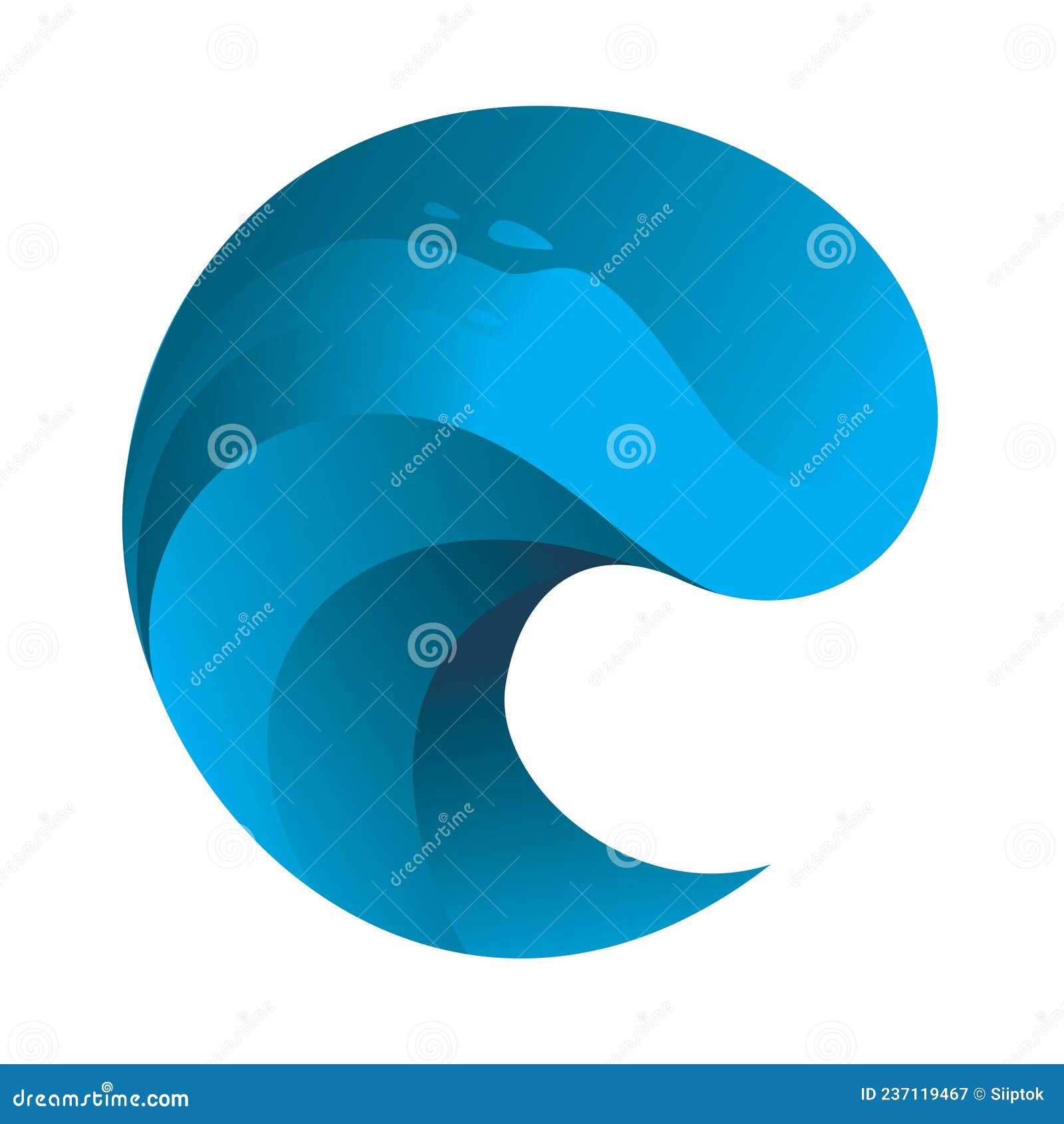 Blue Color Wave Letter C Logo Design Stock Vector - Illustration of ...
