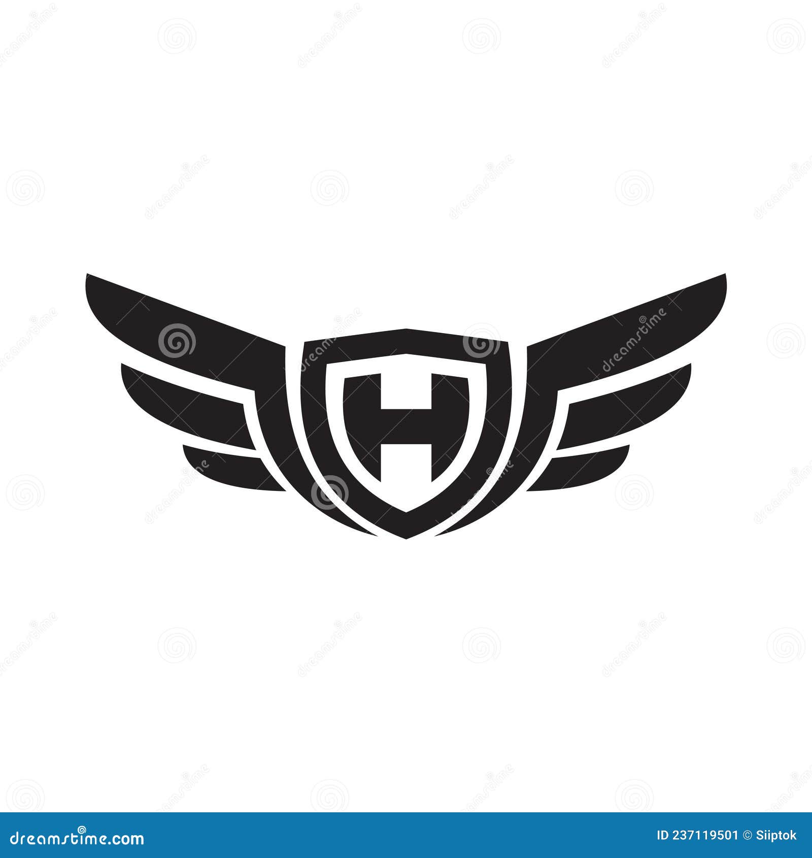 Wing Shield Letter H Logo Design Stock Vector - Illustration of line ...