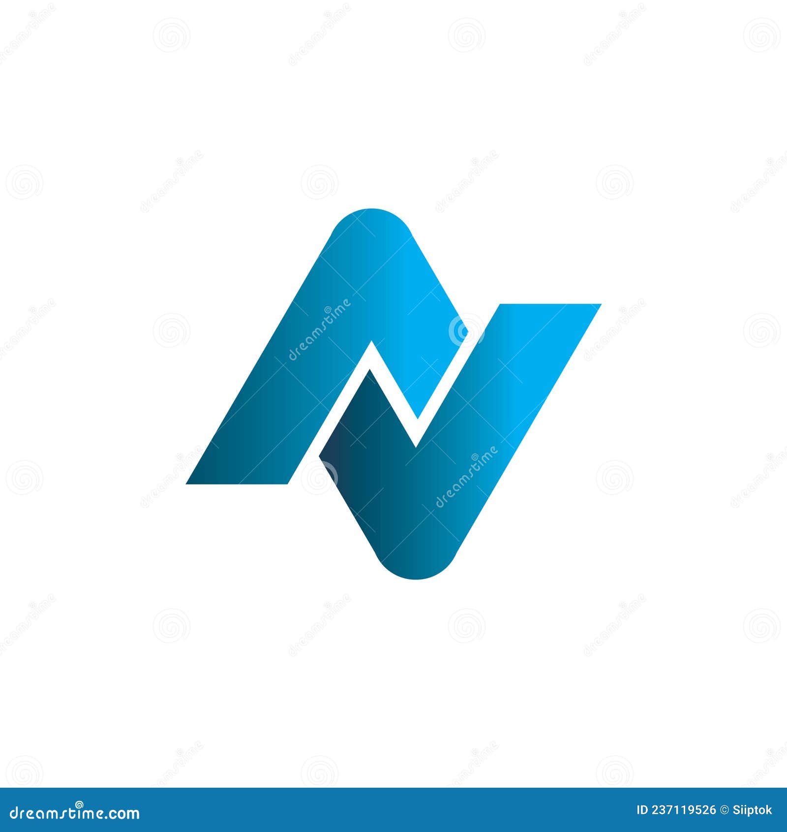 Blue Gradient Color Initial Letter N Logo Design Stock Vector ...
