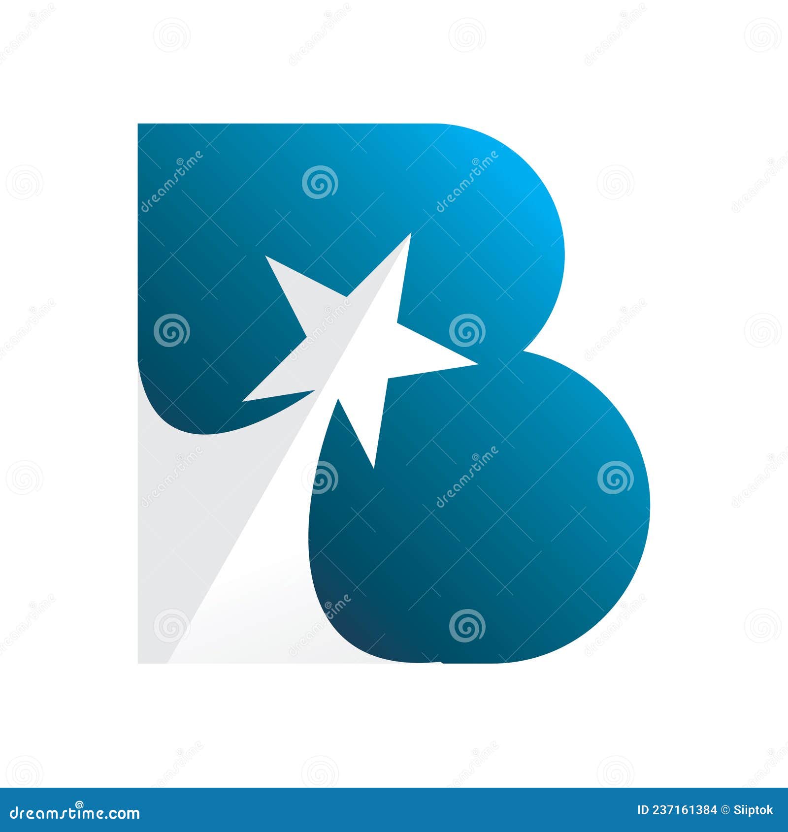 Blue Color Initial Letter B Star Logo Design Stock Vector ...