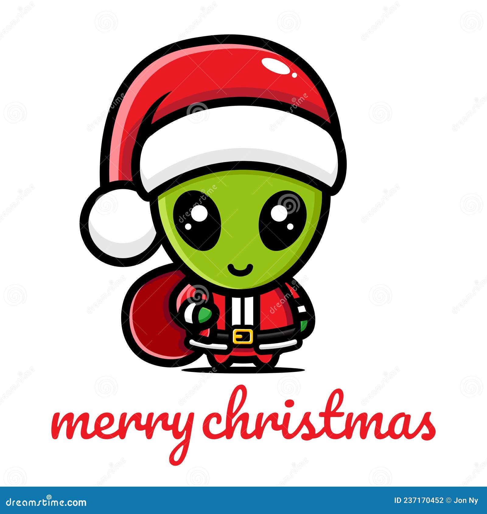 Cute Alien Cartoon Character Celebrating Christmas Stock Vector ...