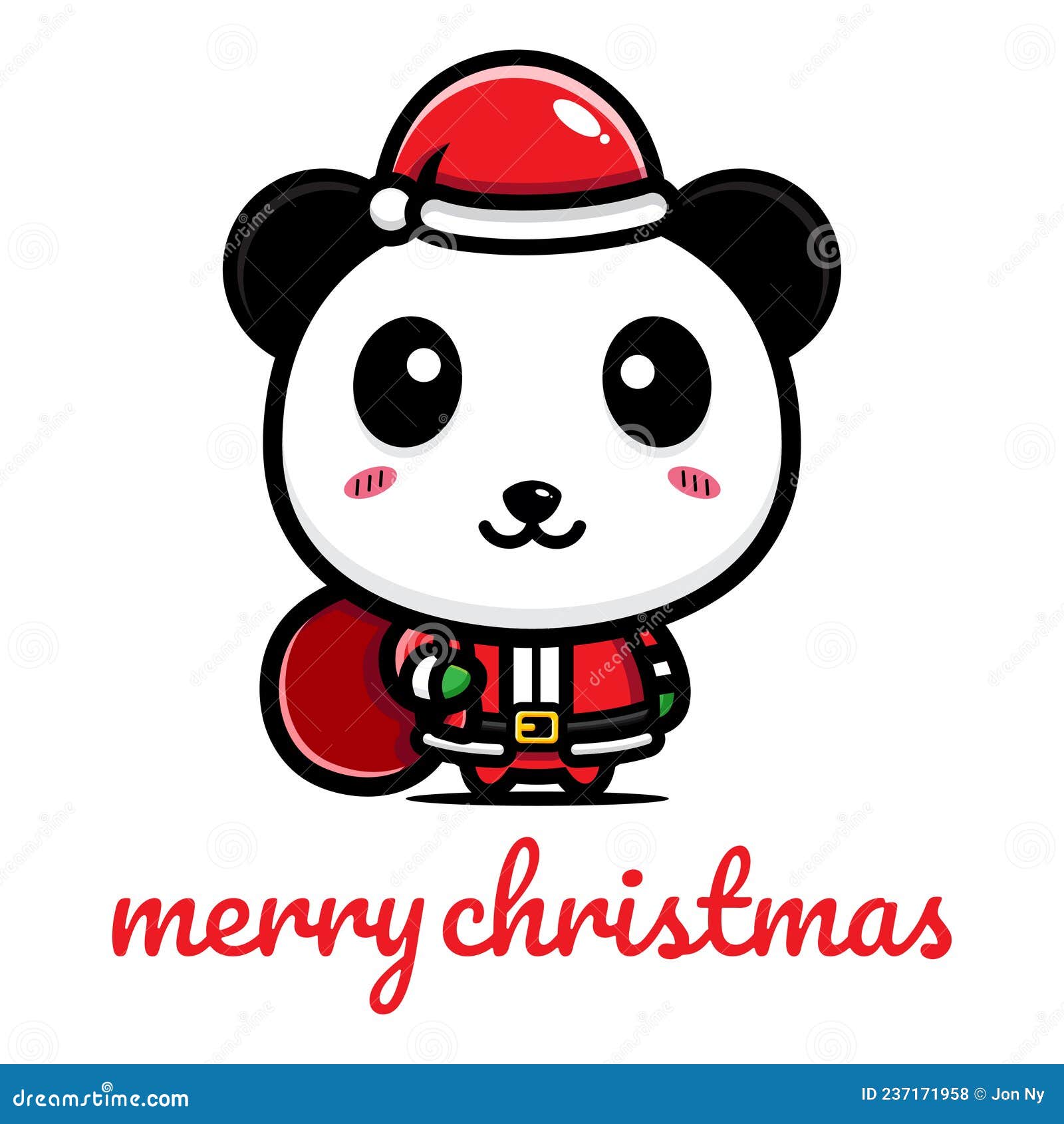 Cute Panda Character Design Celebrating Christmas Wearing Santa Claus ...