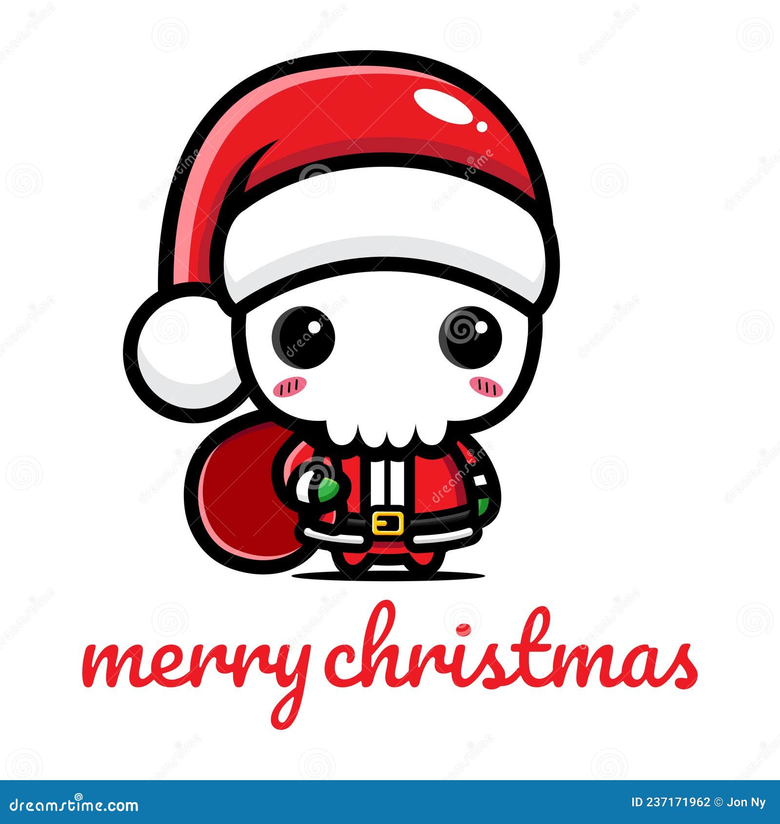 Cute Skull Skeleton Character Design Celebrating Christmas Wearing ...